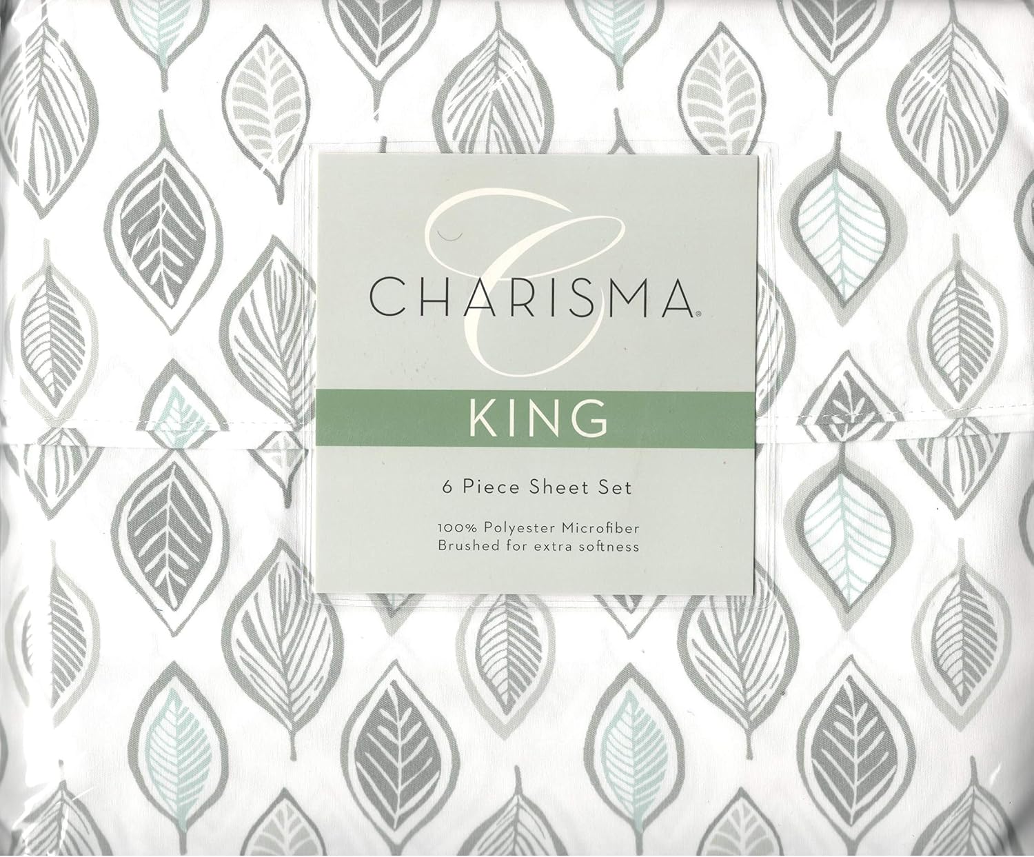 Amazon.com: Charisma Microfiber King 6-Piece Sheet Set Leaves Grey ...
