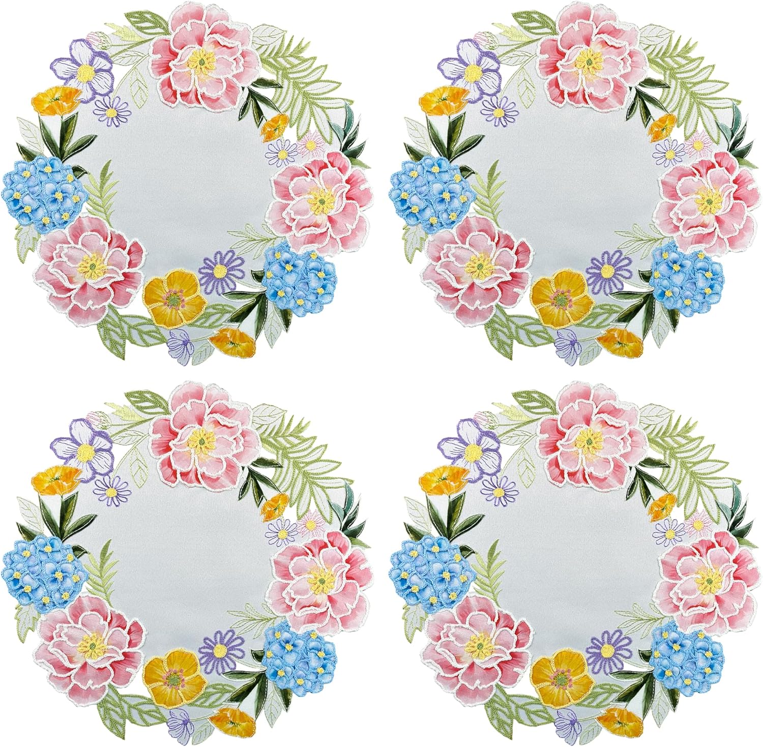 Amazon.com: KEVA Easter Spring Placemats Set of 4, Floral Embroidered ...