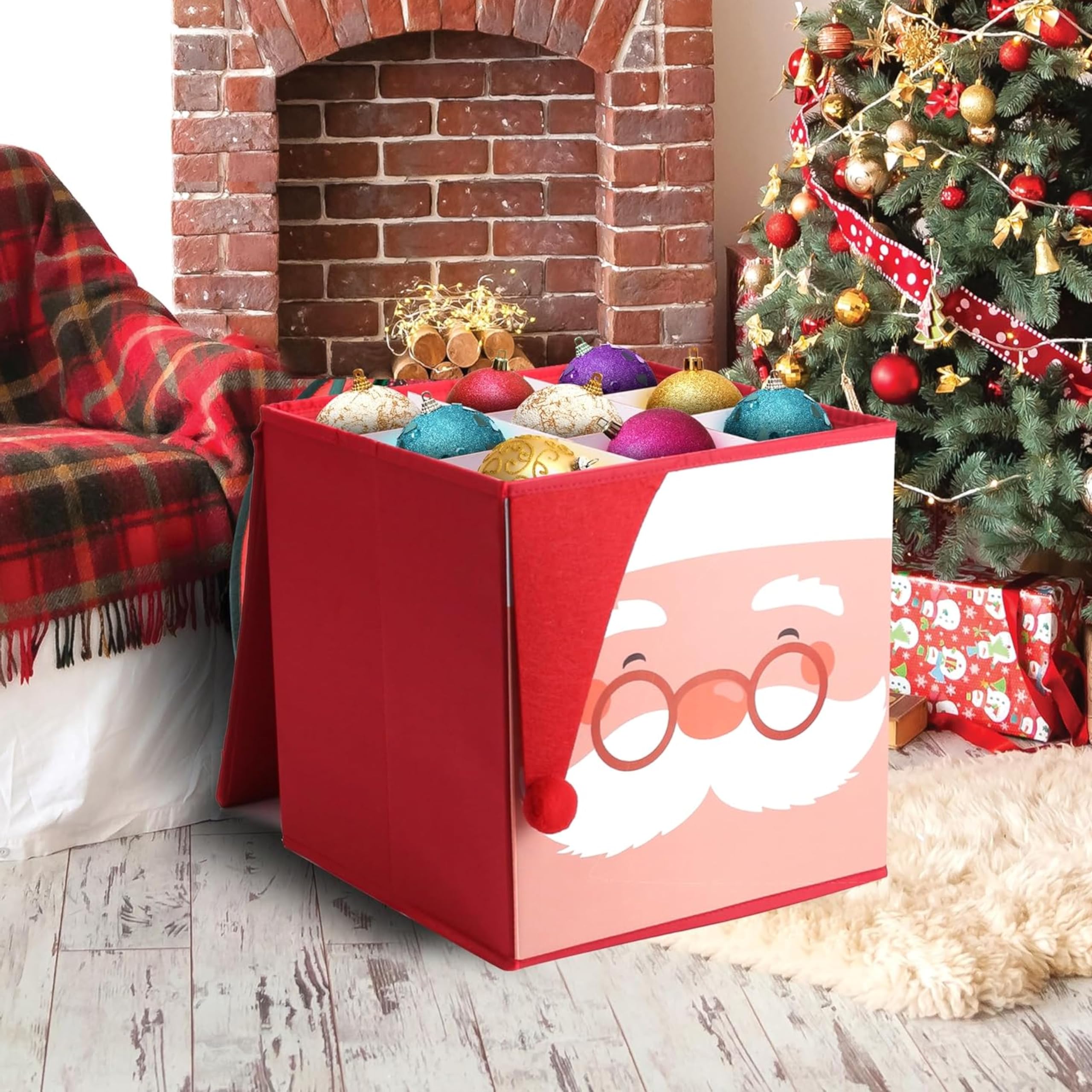 Just for Christmas Foldable Bauble Storage Box With Cardboard Dividers ...