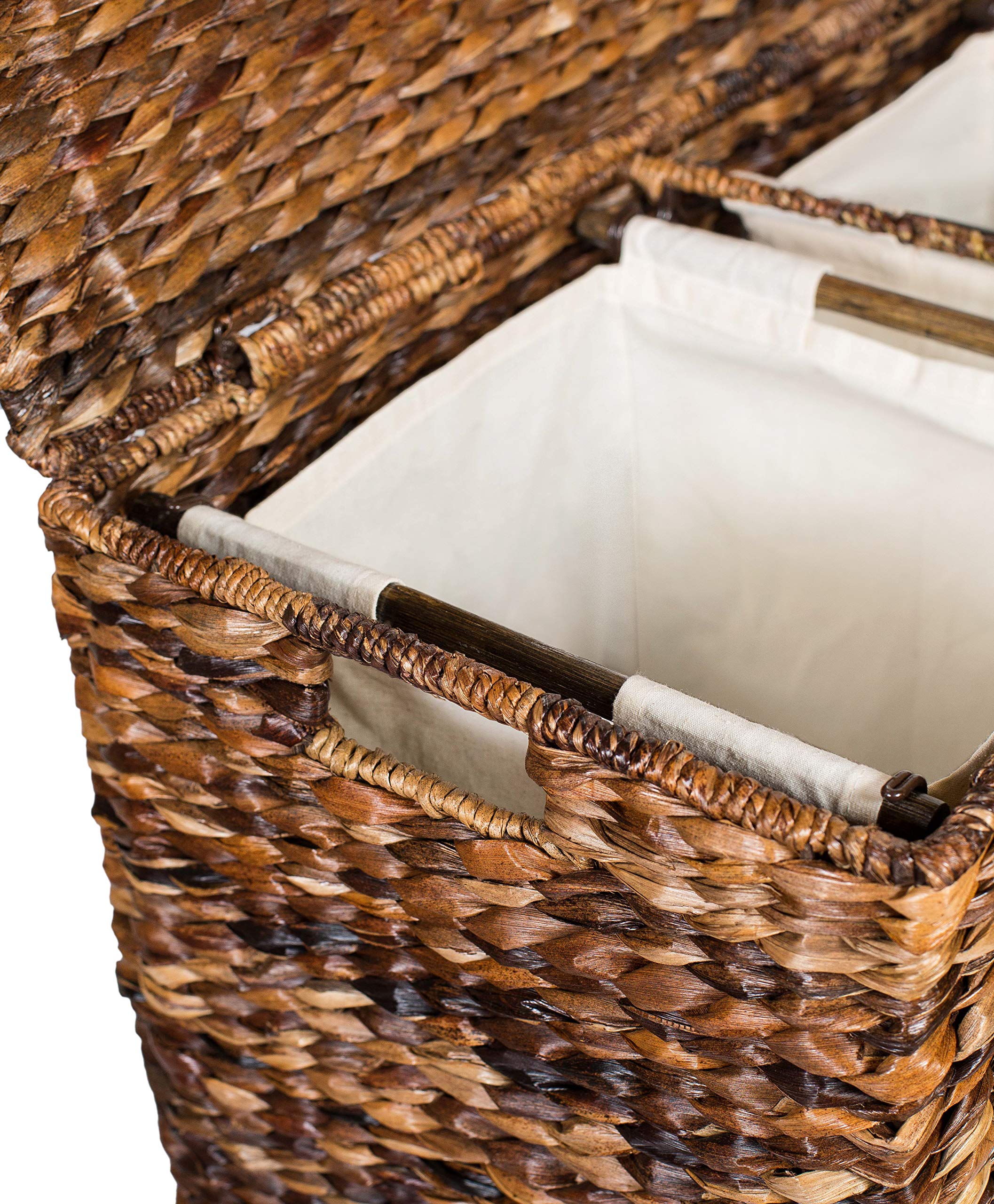 BirdRock Home Oversized Divided Hamper with Liners and Lid (Espresso ...
