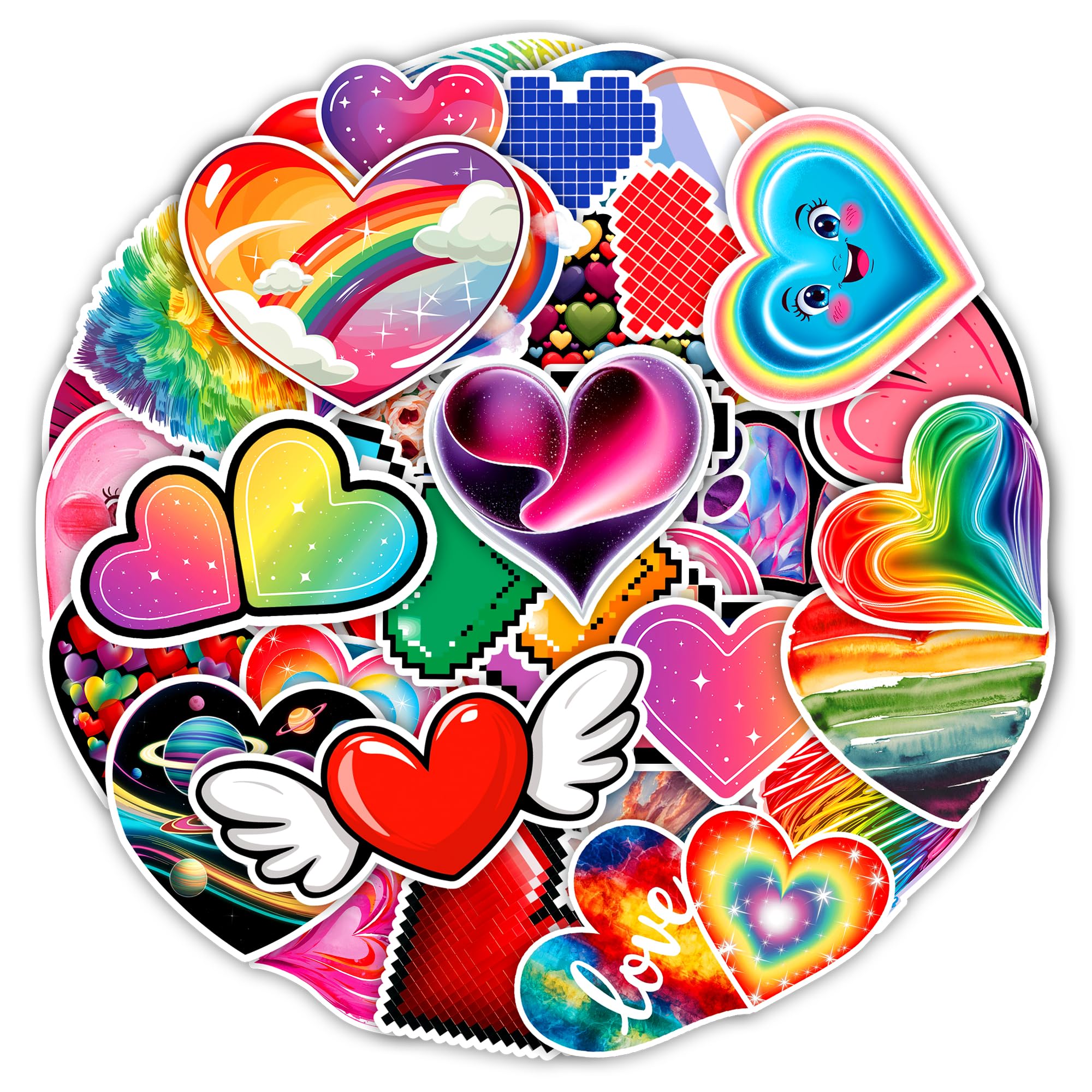 Amazon.com: MONIZY Love Heart Stickers 50 Pieces Vinyl Waterproof Decal ...