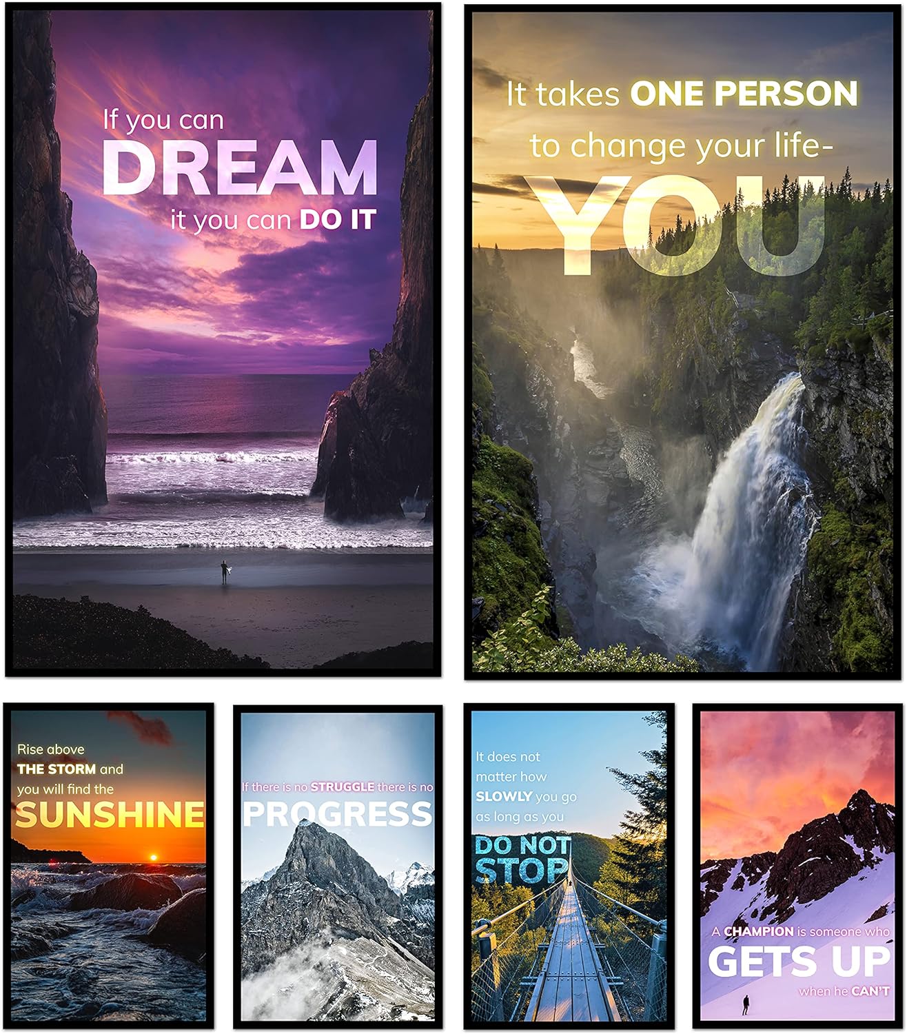 Amazon.com: 6 Scenery Inspirational Posters - Motivational Wall Art for ...