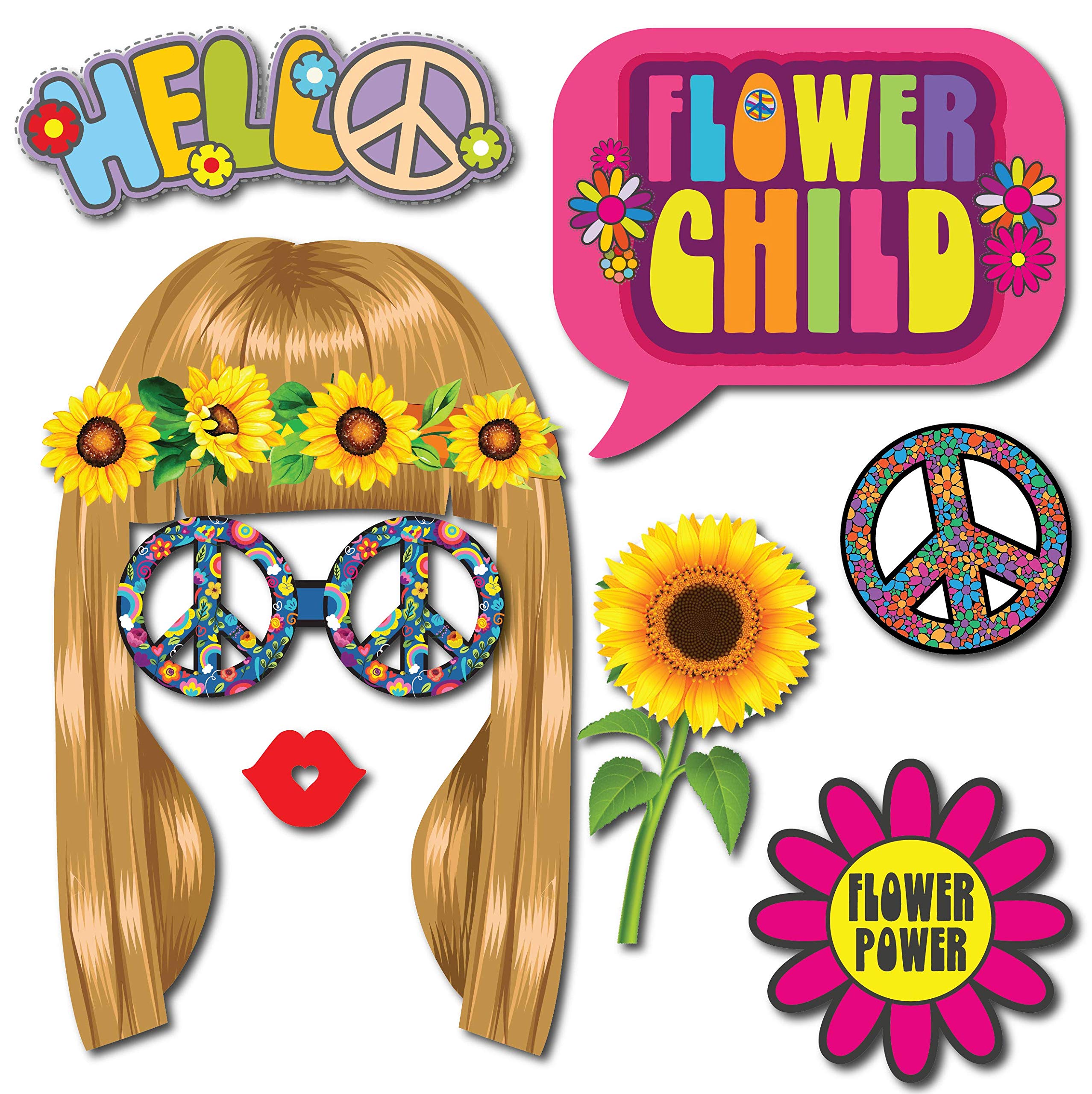 Buy 60s Photo Booth Props - 41-pc Photo Booth Kit with 8 x 10-Inch Sign ...