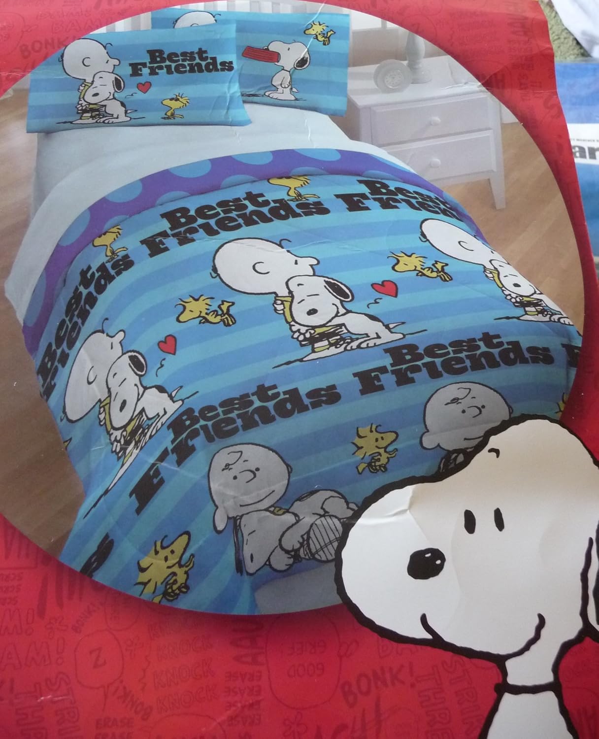 Amazon.com: Peanuts Best Friend Comforter 66 x 86 Snoopy Charlie Brown ...