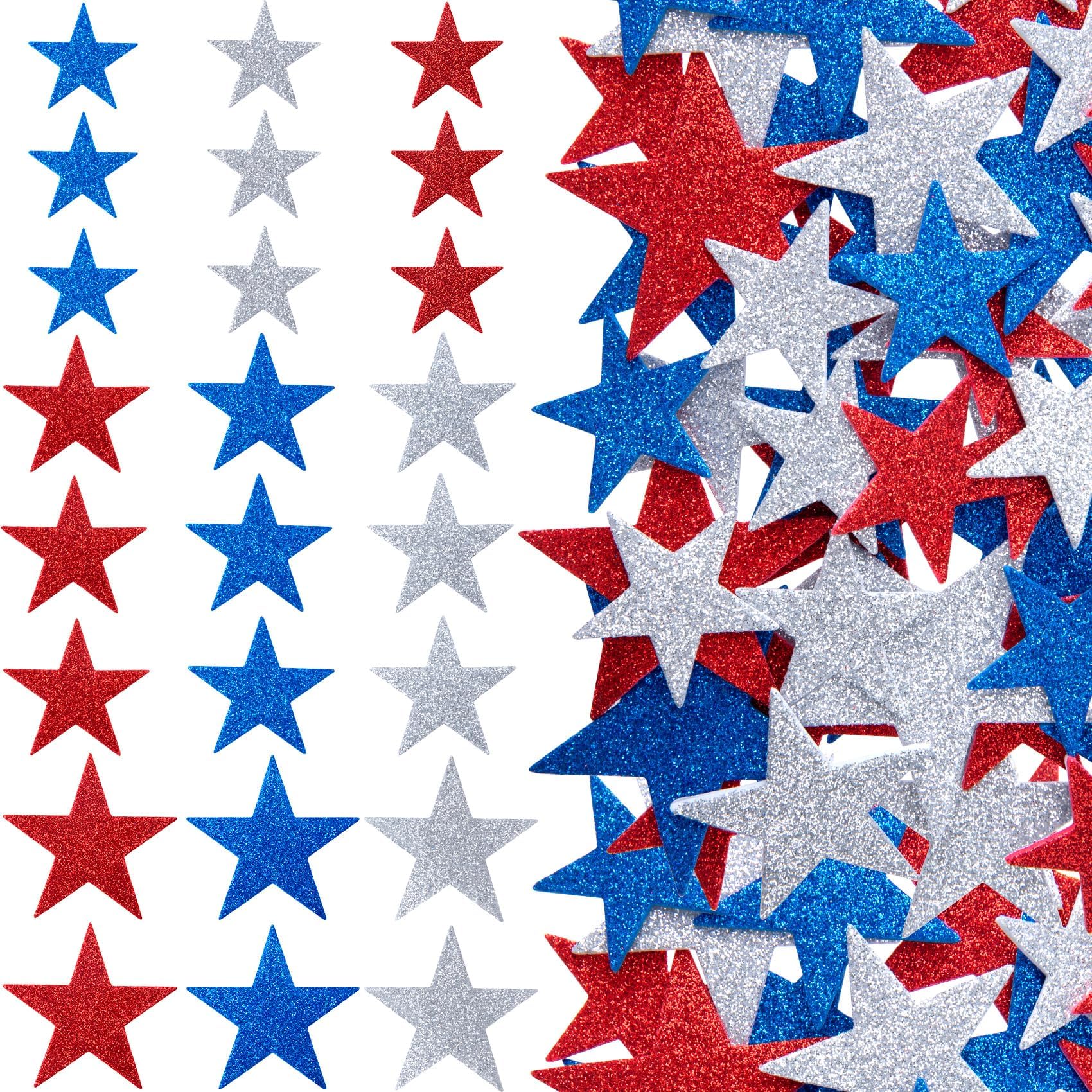 Amazon.com: Tongcloud Patriotic Glitter Star Foam Stickers - 150pcs ...