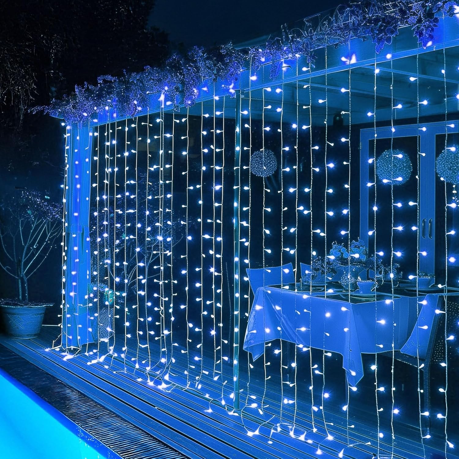 Amazon.com: Dazzle Bright 300 LED Curtain String Lights, Christmas ...