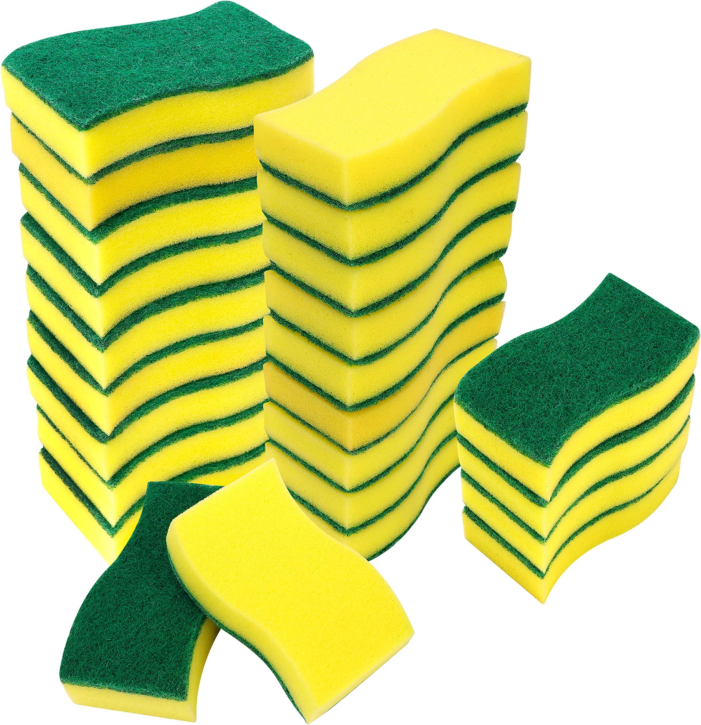 BELLE VOUS Heavy Duty Cleaning Scrub Sponges (24 Pack) - Non-Scratch ...