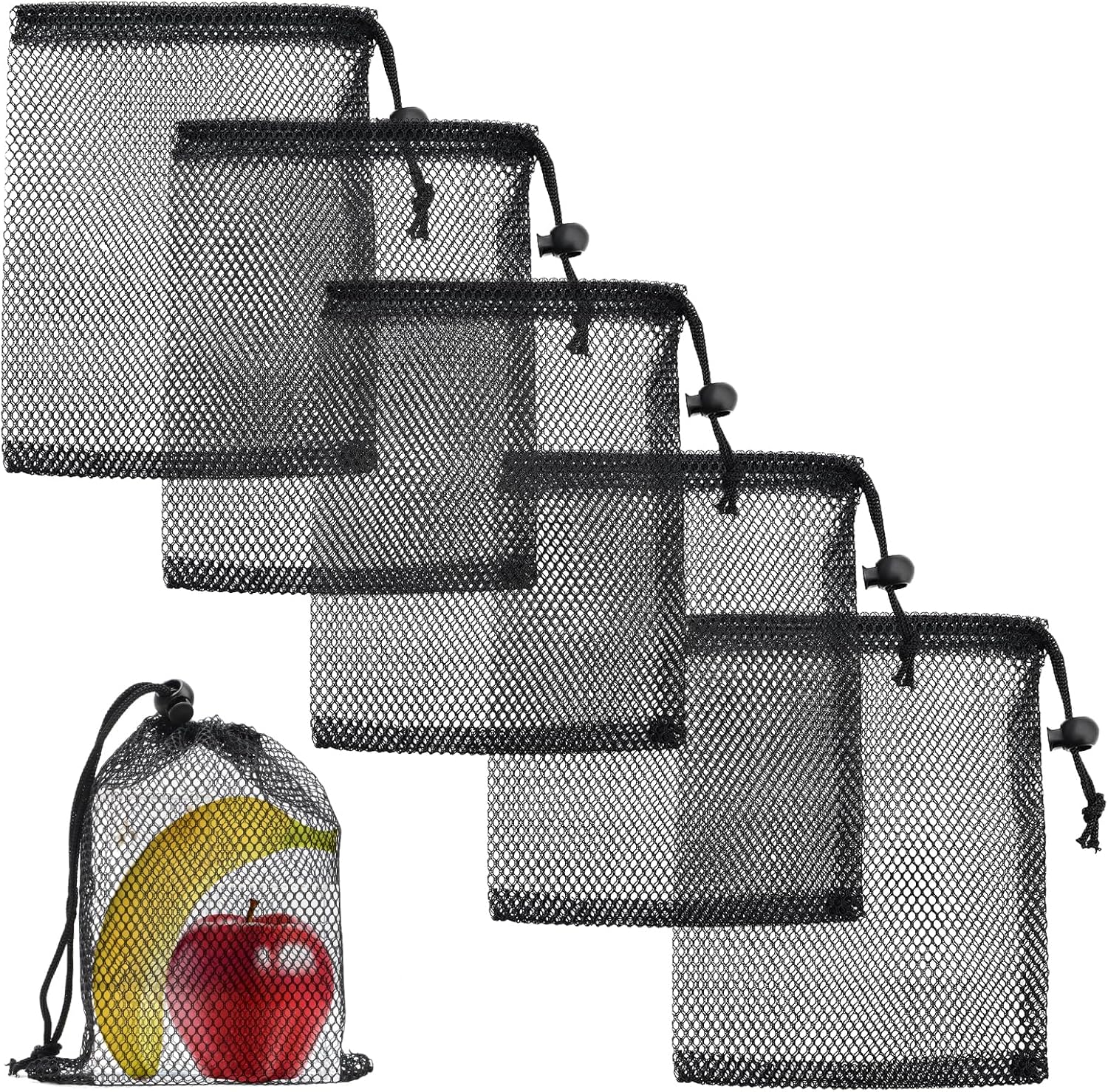 5Pcs Small Mesh Net Bags Black Drawstring Mesh Bag Mini Nylon Net ...