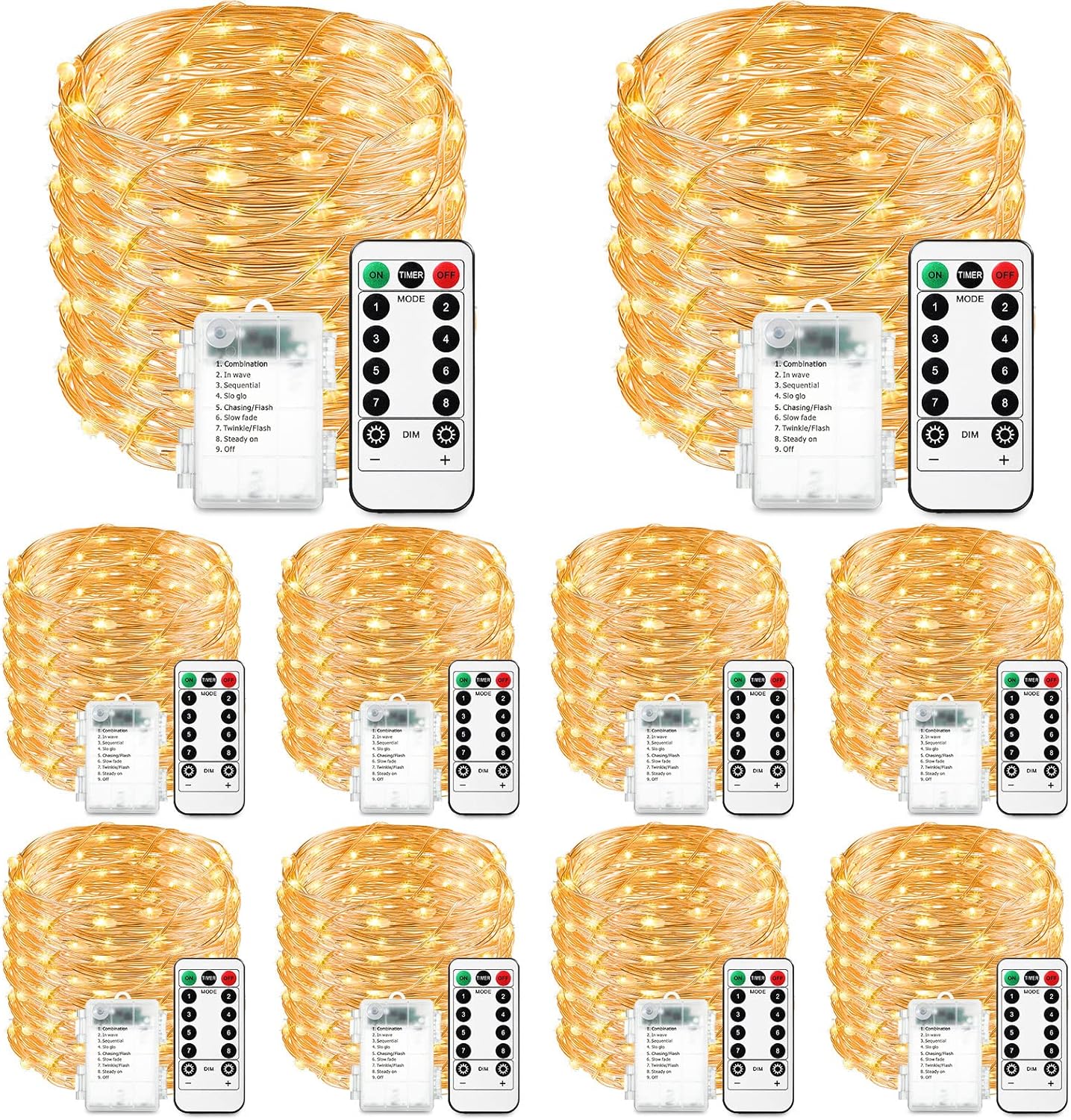 Tuanse 10 Pack Fairy String Light with Timer Function 16.4 ft 50 LED ...