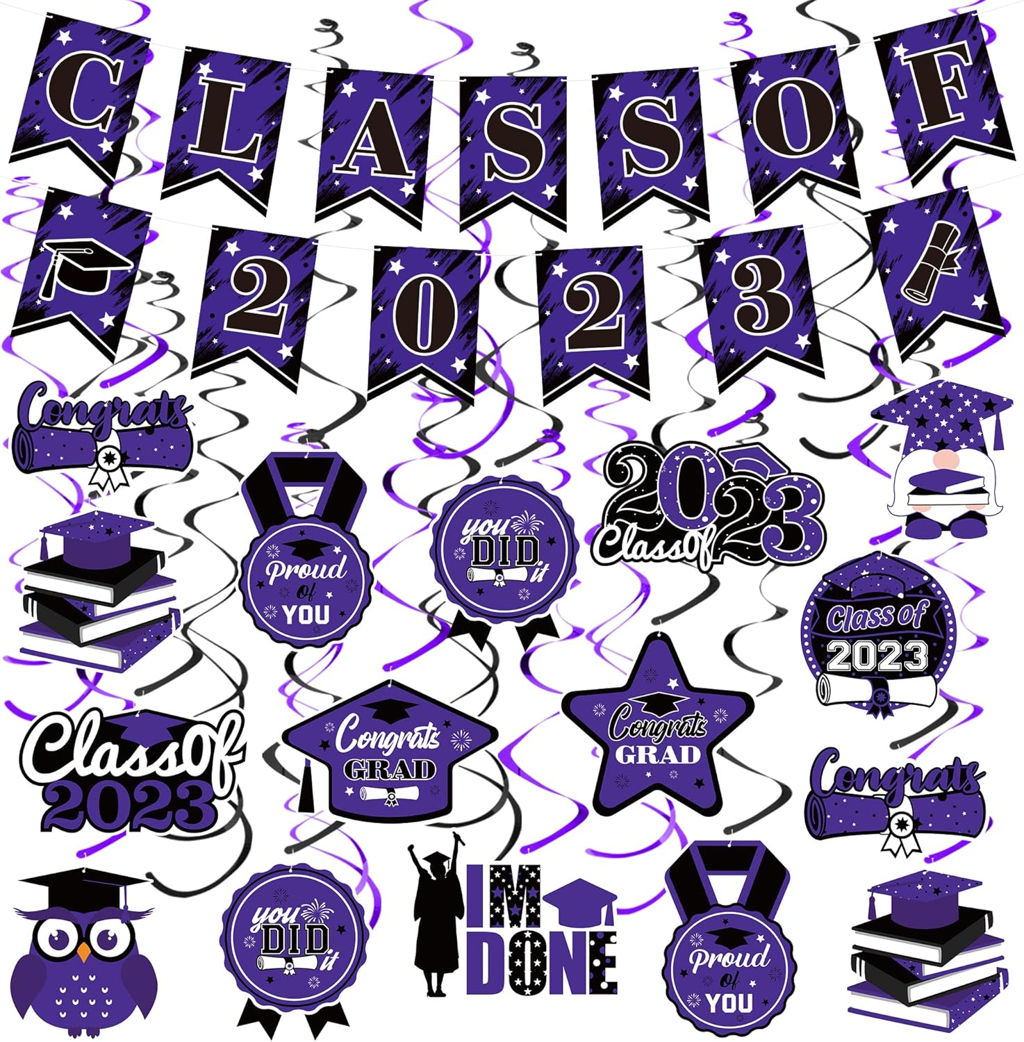 Amazon.com: Graduation Party Decoration 2023, Graduation Hanging Swirl ...