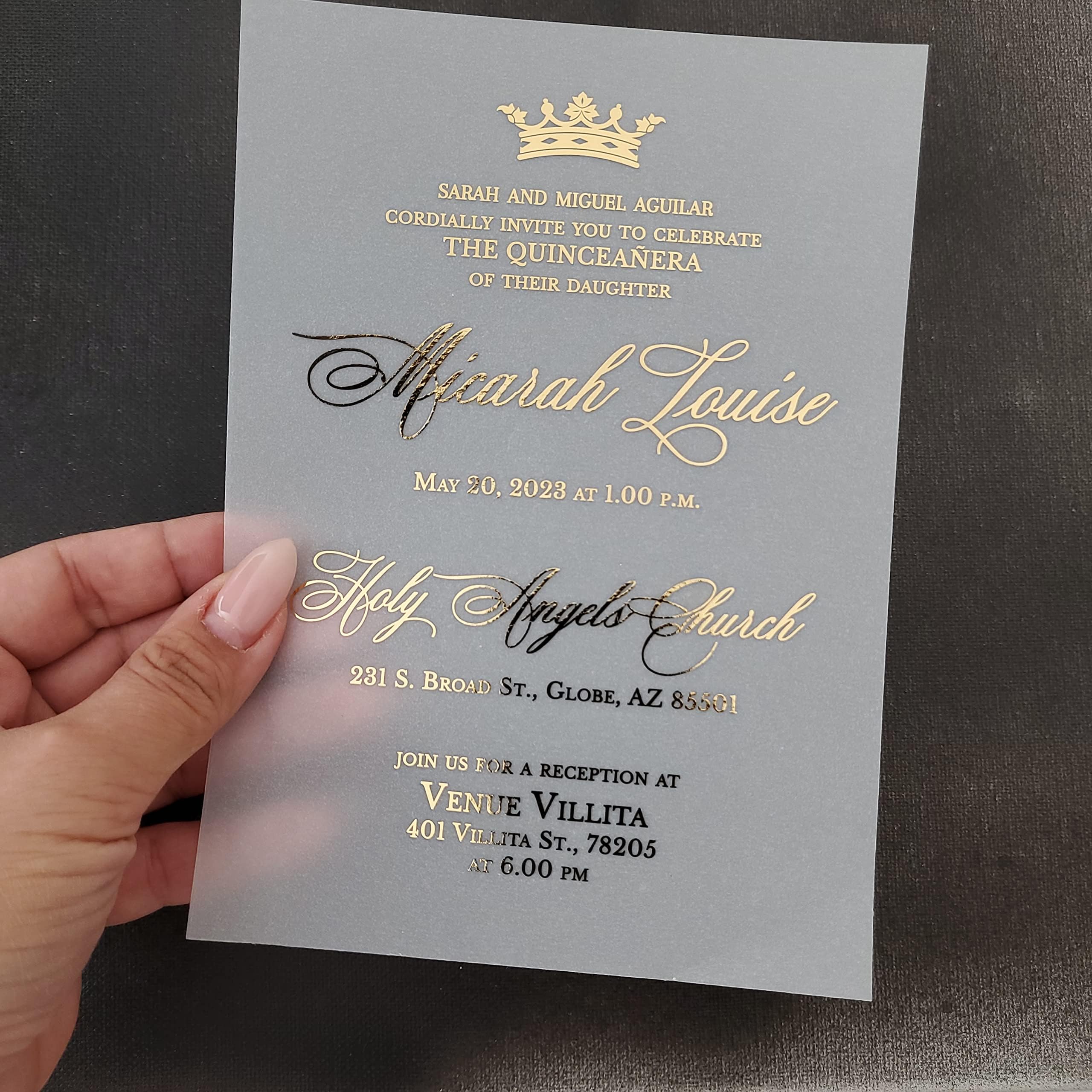Amazon.com : Set of 10 Quinceanera Invitations with Gold Crown, 15th ...