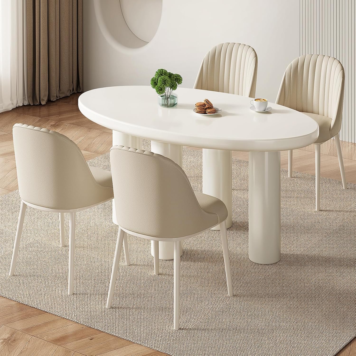 Amazon.com - QEZEOM Dining Table Set for 4, Oval Kitchen Table and 4 ...