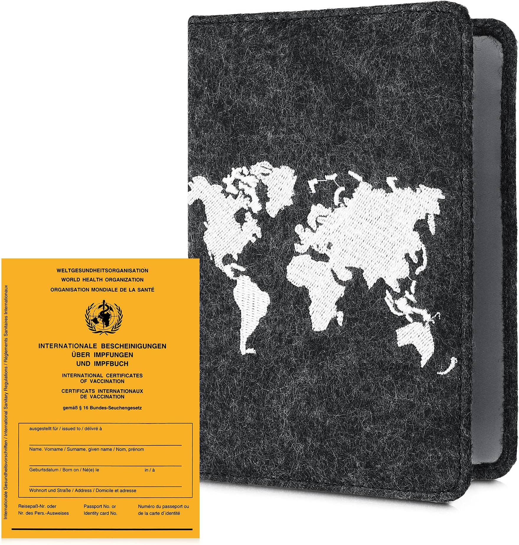 kwmobile Impfpass Hülle aus Filz - Impfausweis Schutzhülle Cover für ...