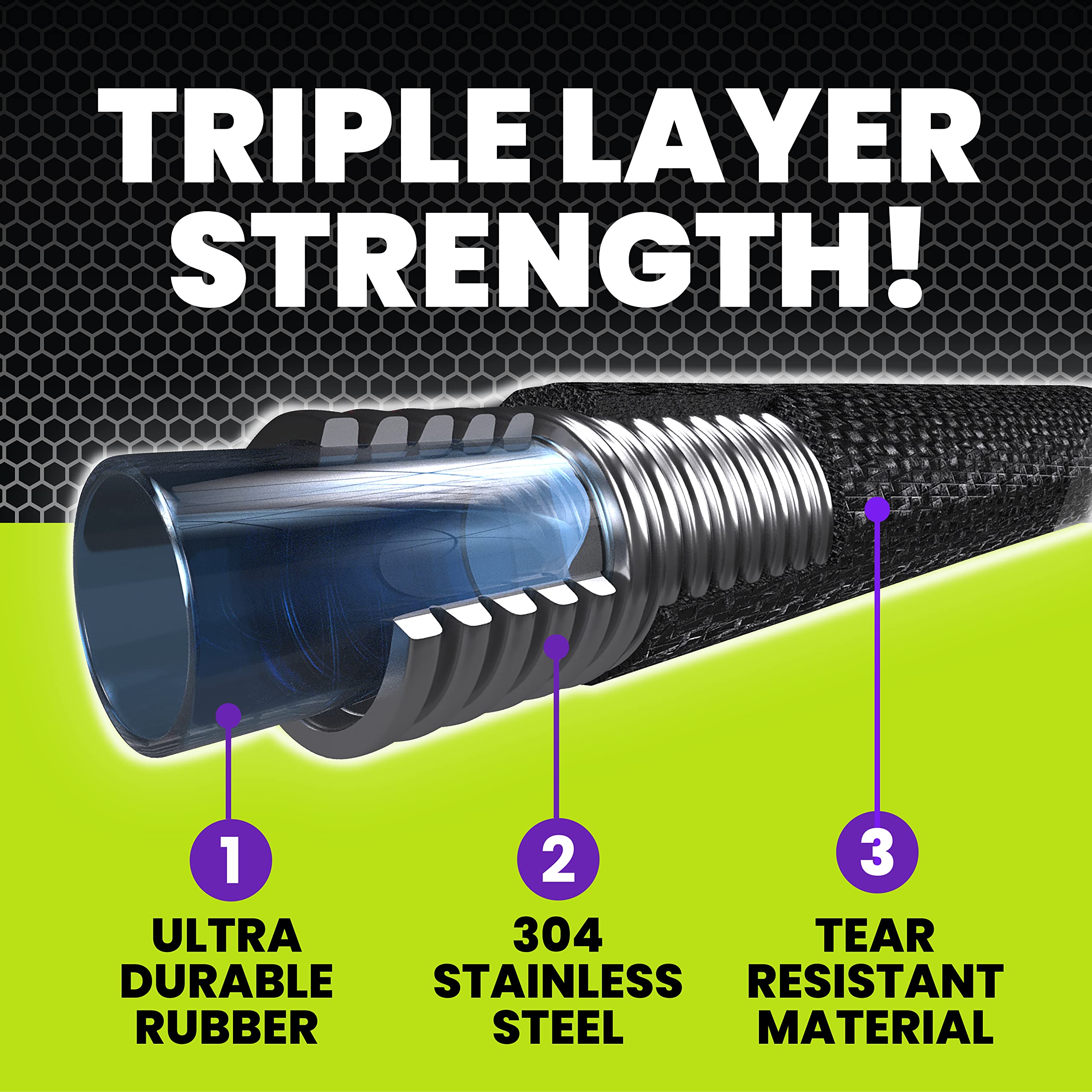 Snapklik.com : Hydrosteel PRO Garden Hose 100 FT Water Hose - 3 Layer ...