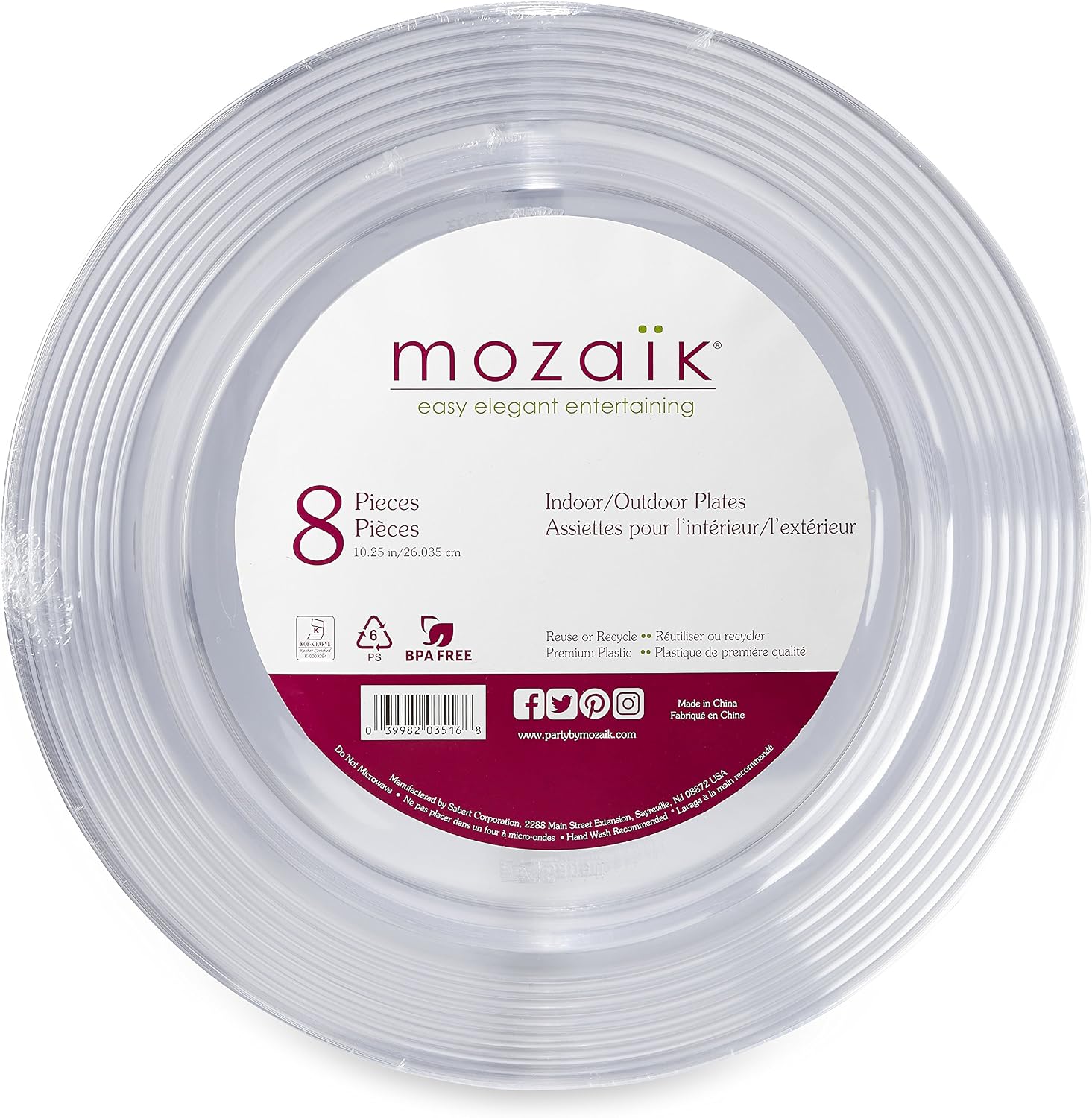 Amazon.com: Mozaik Disposable Plates Clear : Health & Household