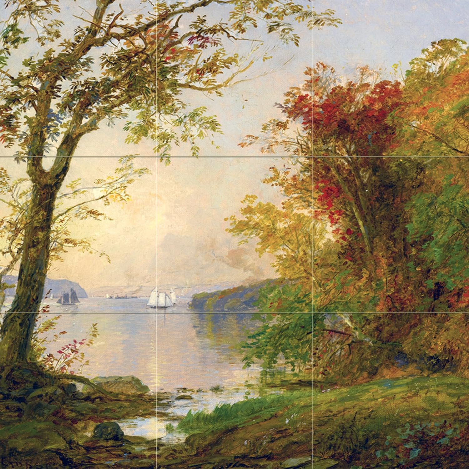 Boating ON The Hudson by Jasper Francis Cropsey River Lake Water Boats ...