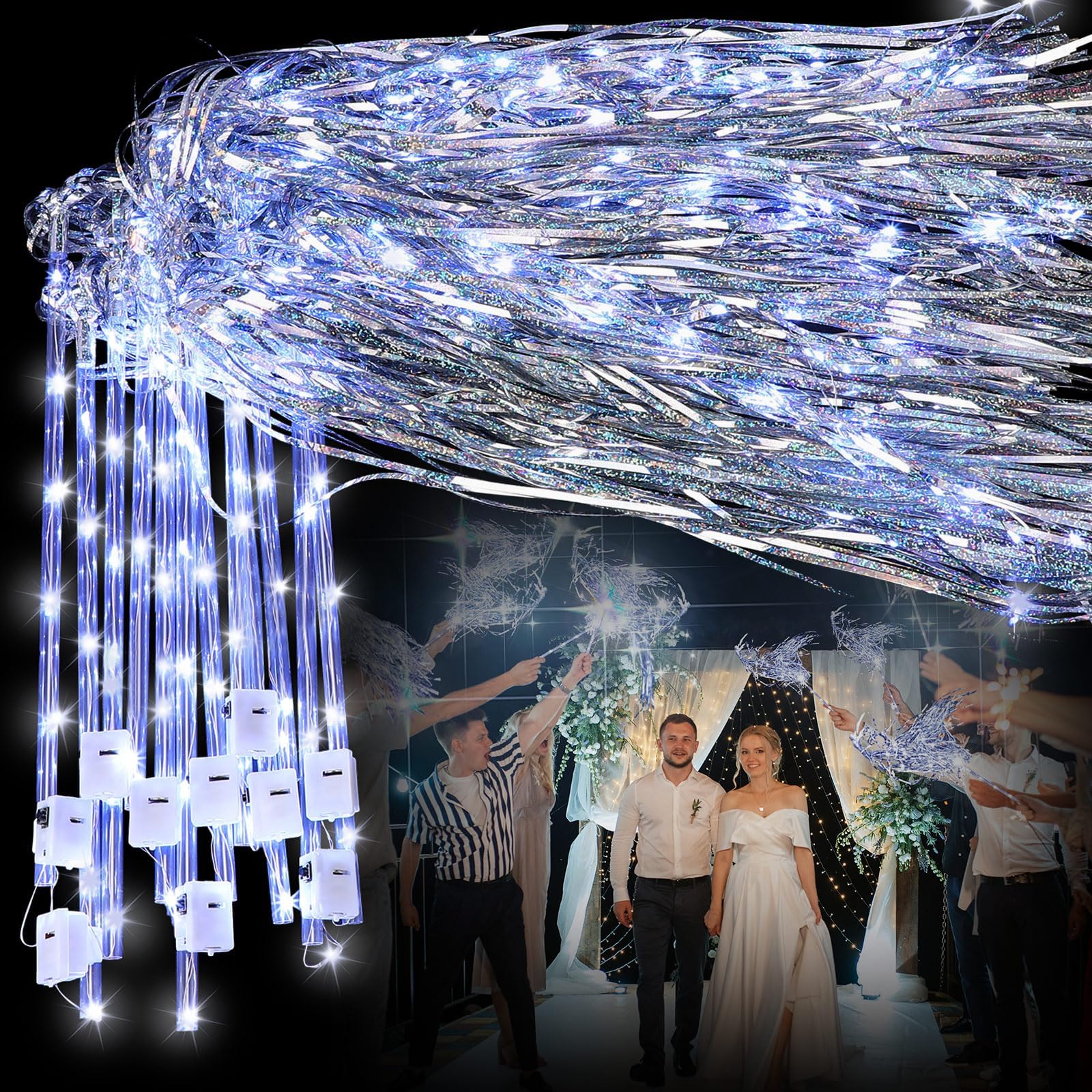 Amazon.com: 50 Pcs Wedding Wands Ribbon Streamers with 3 Colorful ...