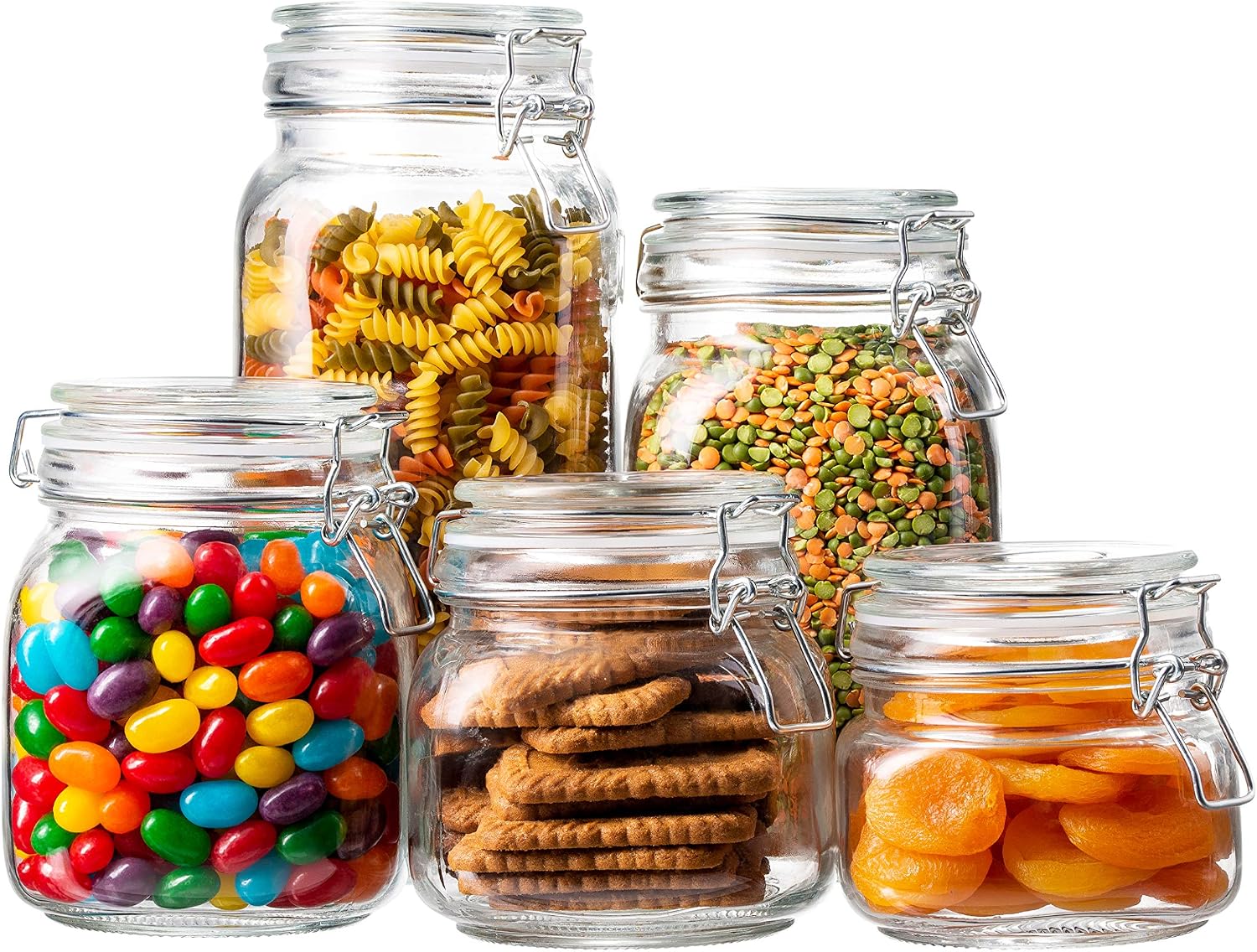 Amazon.com: EatNeat 5-Piece Airtight Glass Kitchen Canisters with Glass ...