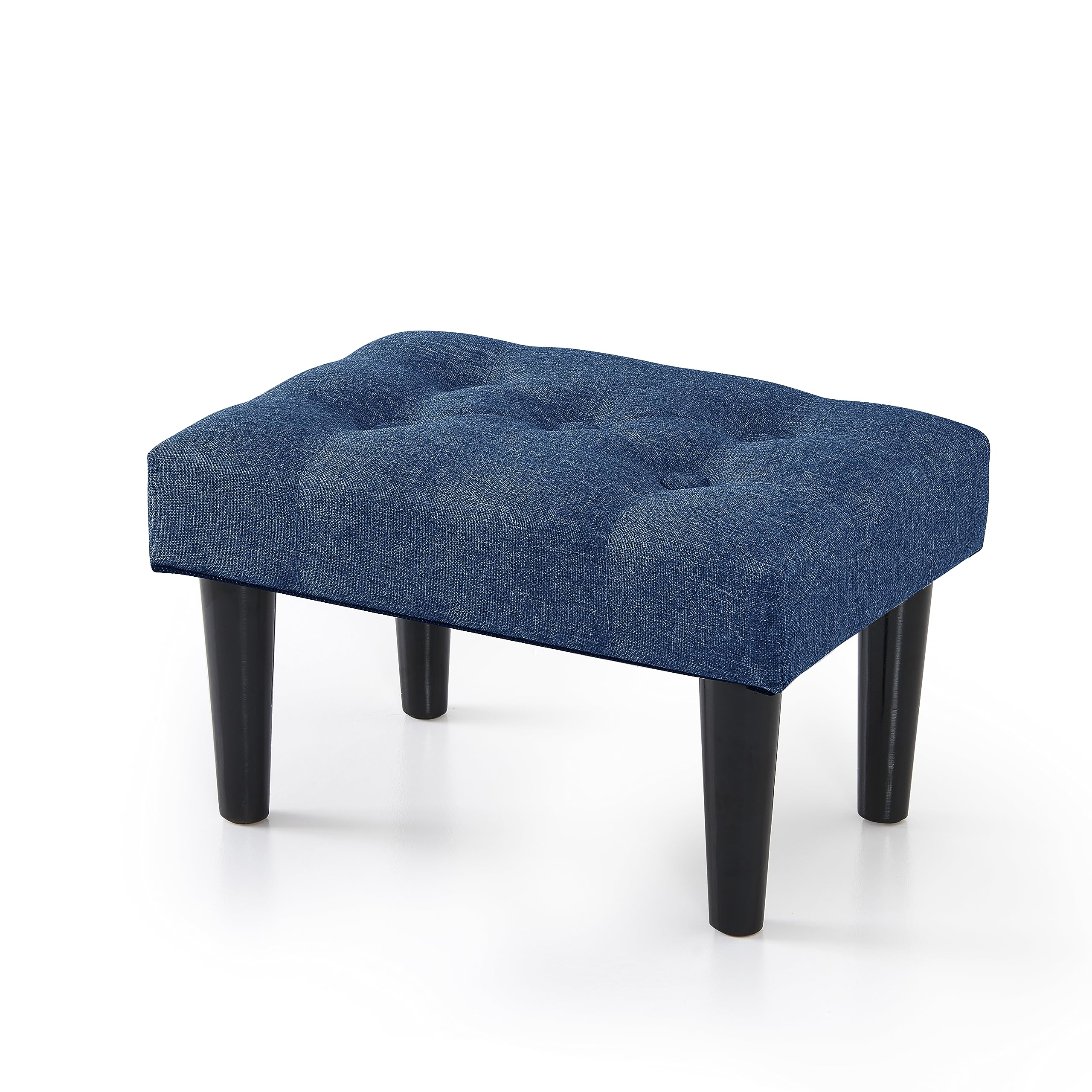 BRIAN & DANY Small Foot Stool, Linen Footstool with Wood Legs ...