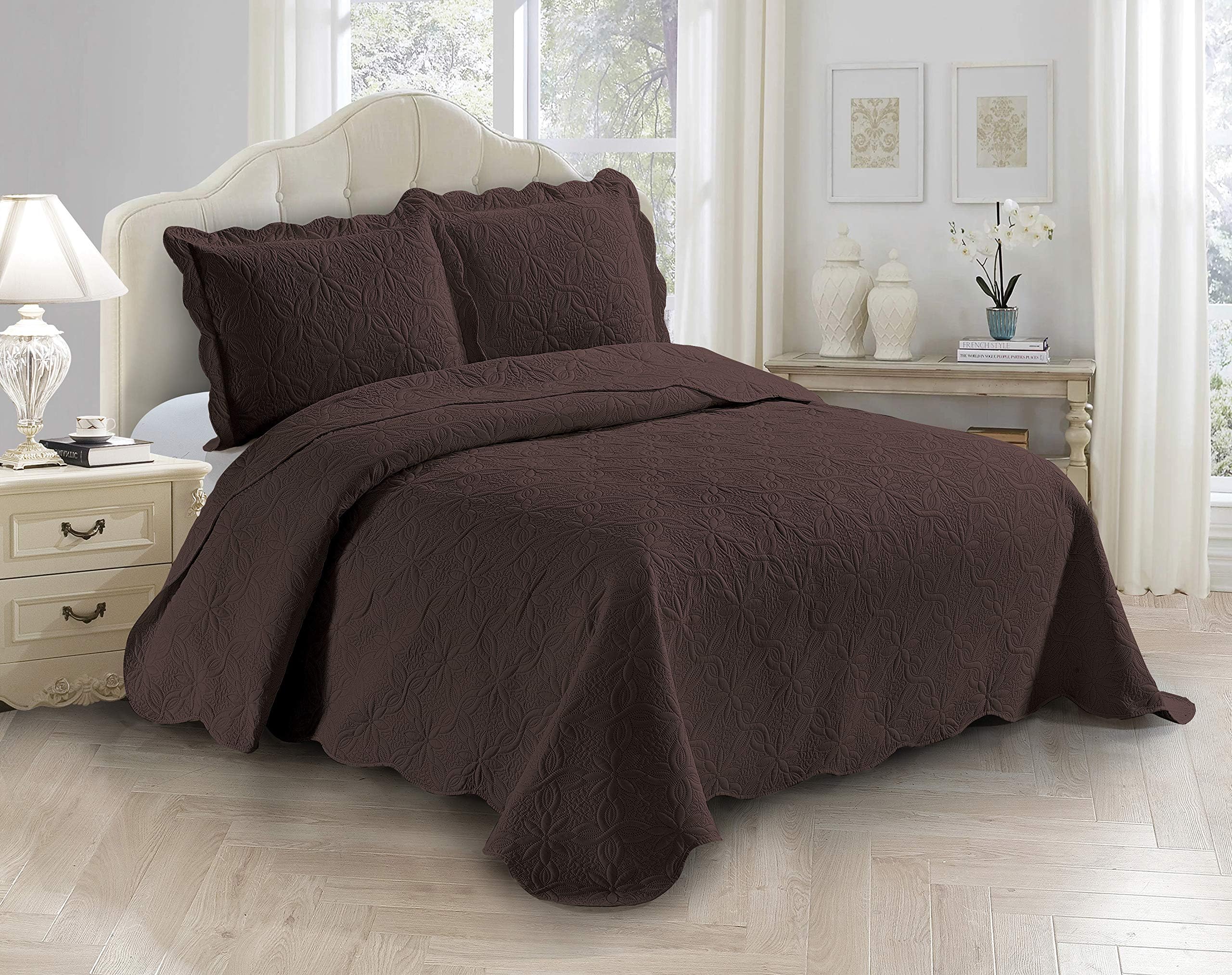 Amazon.com: Fancy Linen 3pc Embossed Coverlet Bedspread Set Oversized ...