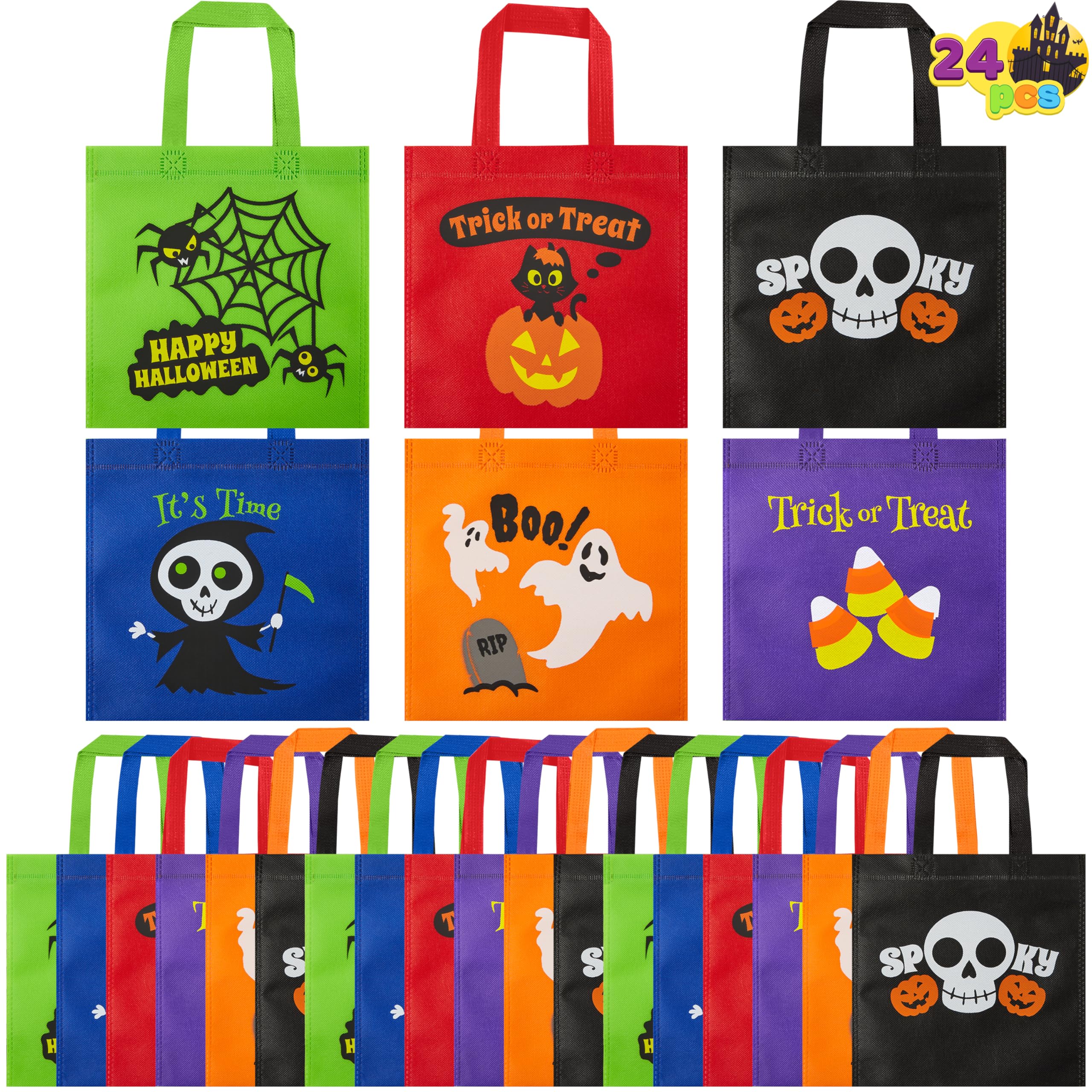 Amazon.com: JOYIN 24pcs Halloween Non-Woven Treat Bags, 9" Goodie Totes ...