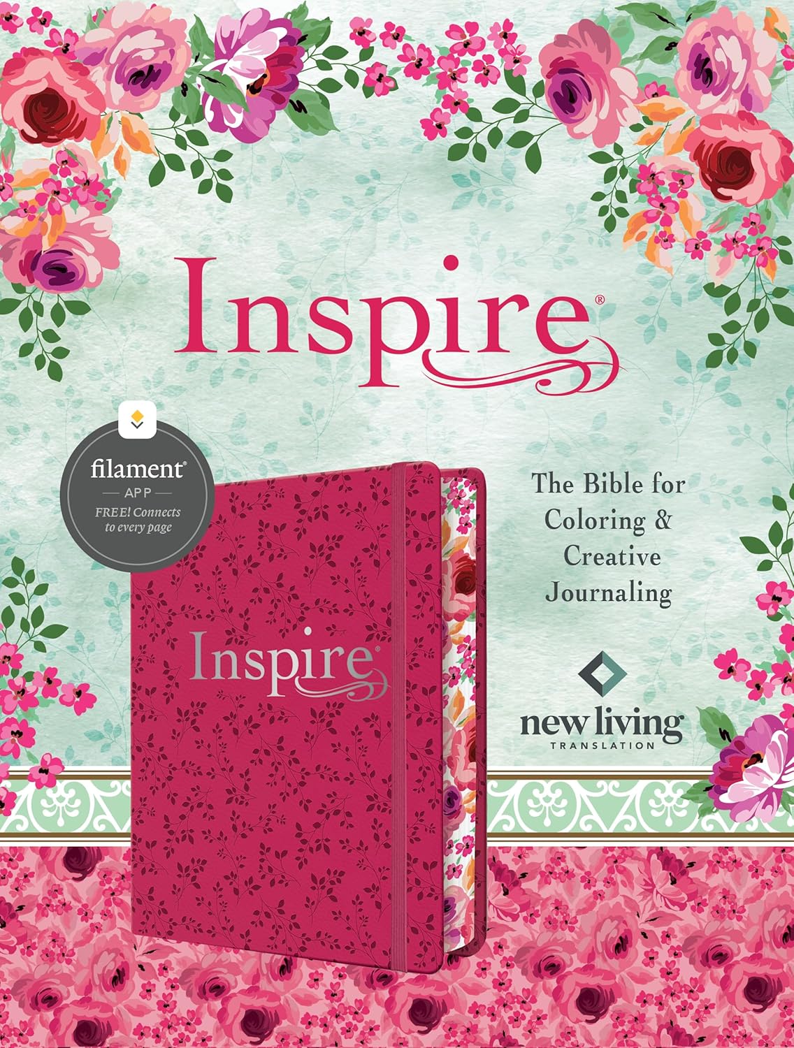 Inspire Bible NLT, Filament Enabled (Hardcover LeatherLike, Pink Peony ...