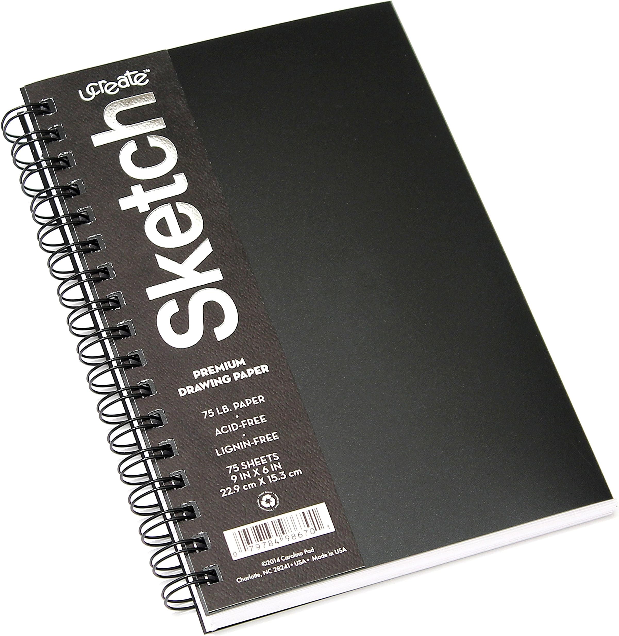 Amazon.com: UCREATE 37089 Sketch Book, 9" x 6", 75 Sheets : Arts ...