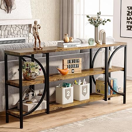 Amazon.com: Tribesigns 70.9 Inch Long Sofa Table with Shelves, Rustic ...