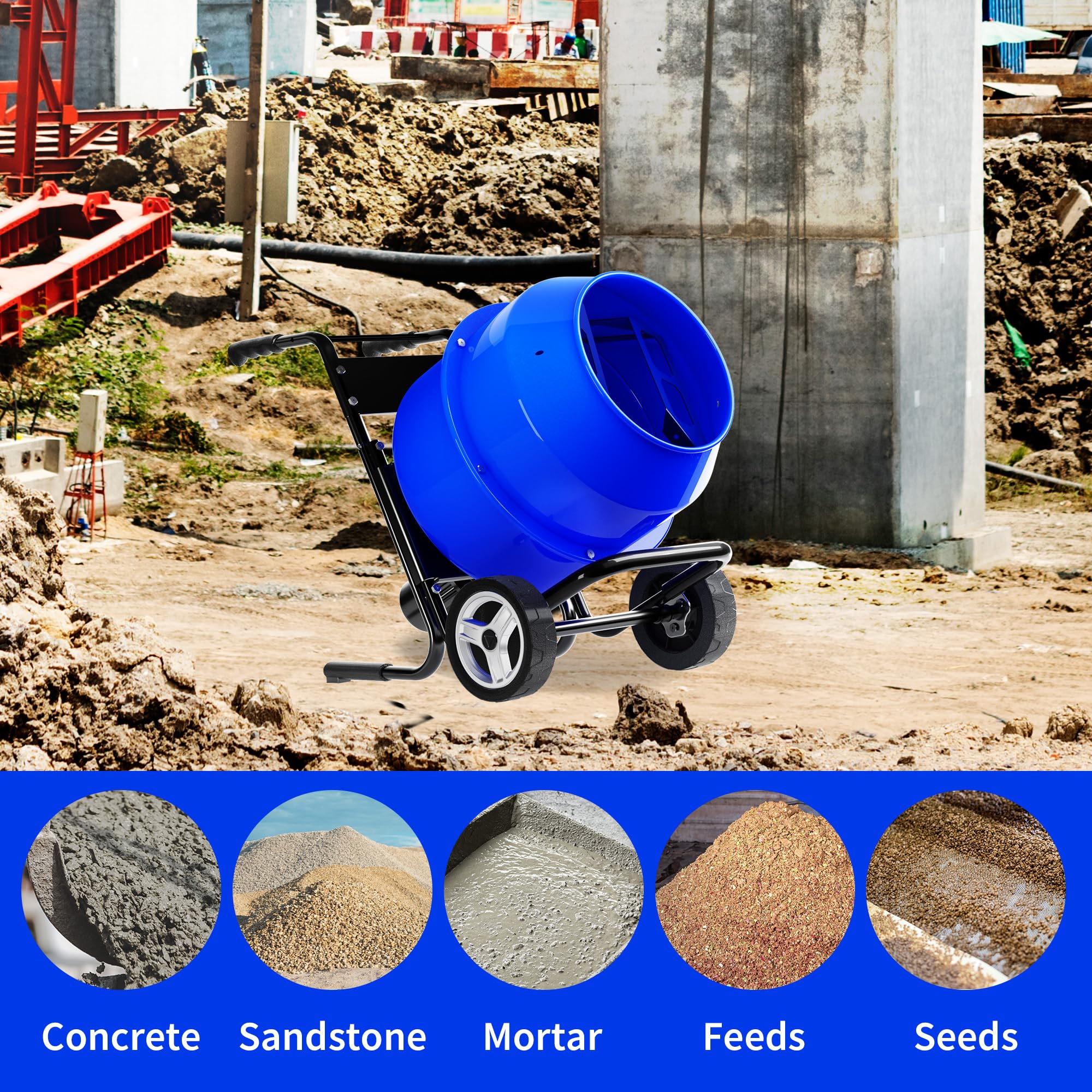 Snapklik.com : Electric Concrete Mixer, 5.3 Cubic Ft, 1HP. 750W ...