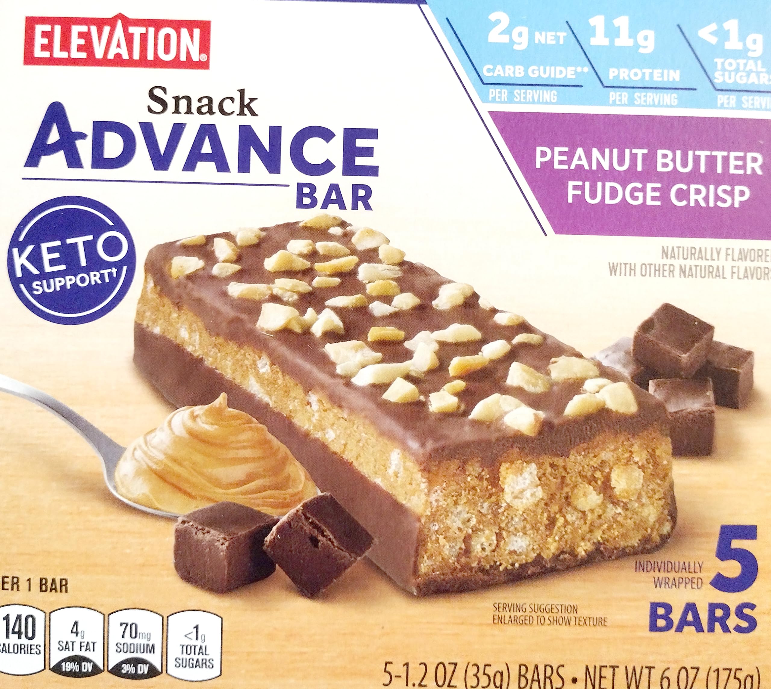 Amazon.com: Generic Elevation Peanut Butter Fudge Crisp Snack Bar Keto ...