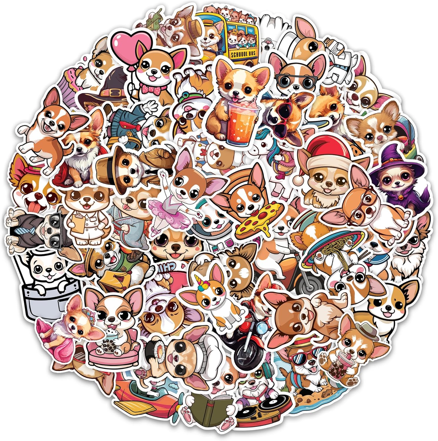 Amazon.com: MONIZY Chihuahua Stickers 50 Pieces Vinyl Waterproof Decal ...