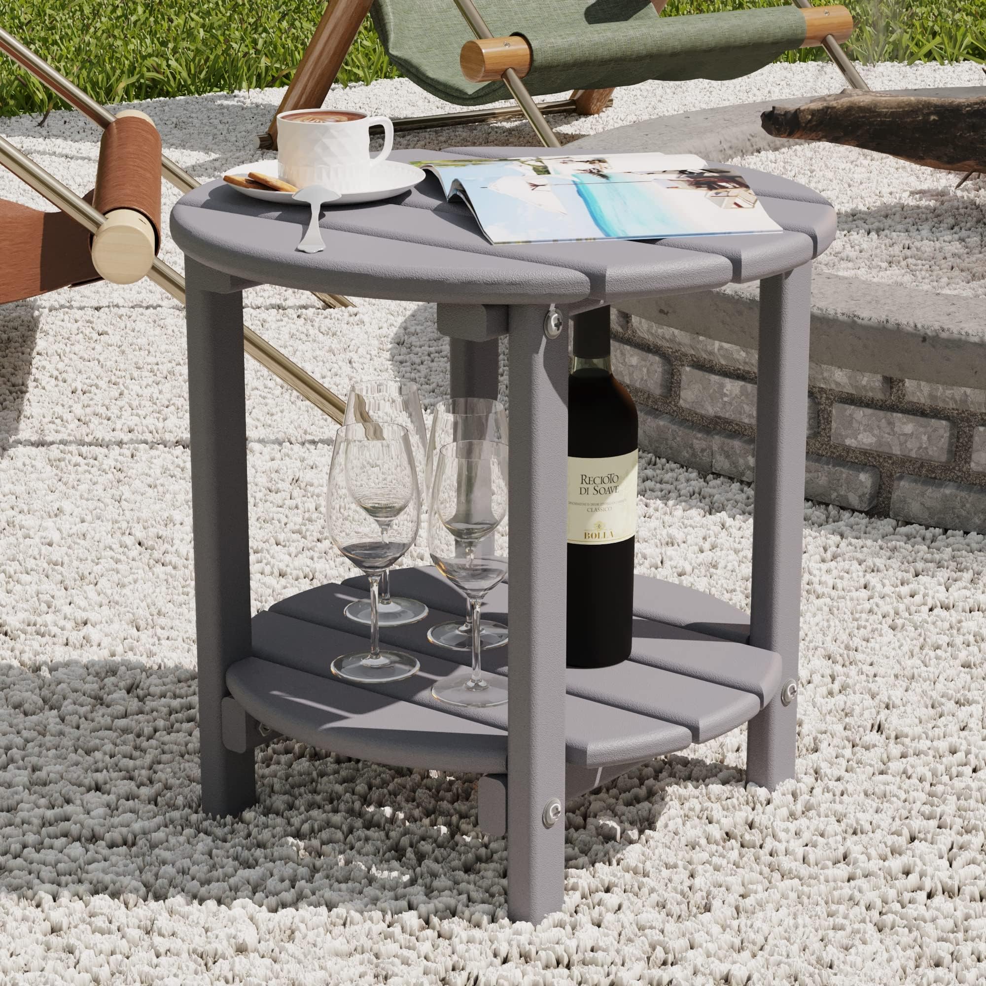Amazon.com : POLYWOOD RST18WH Round 18" Side Table, White : Patio Side ...