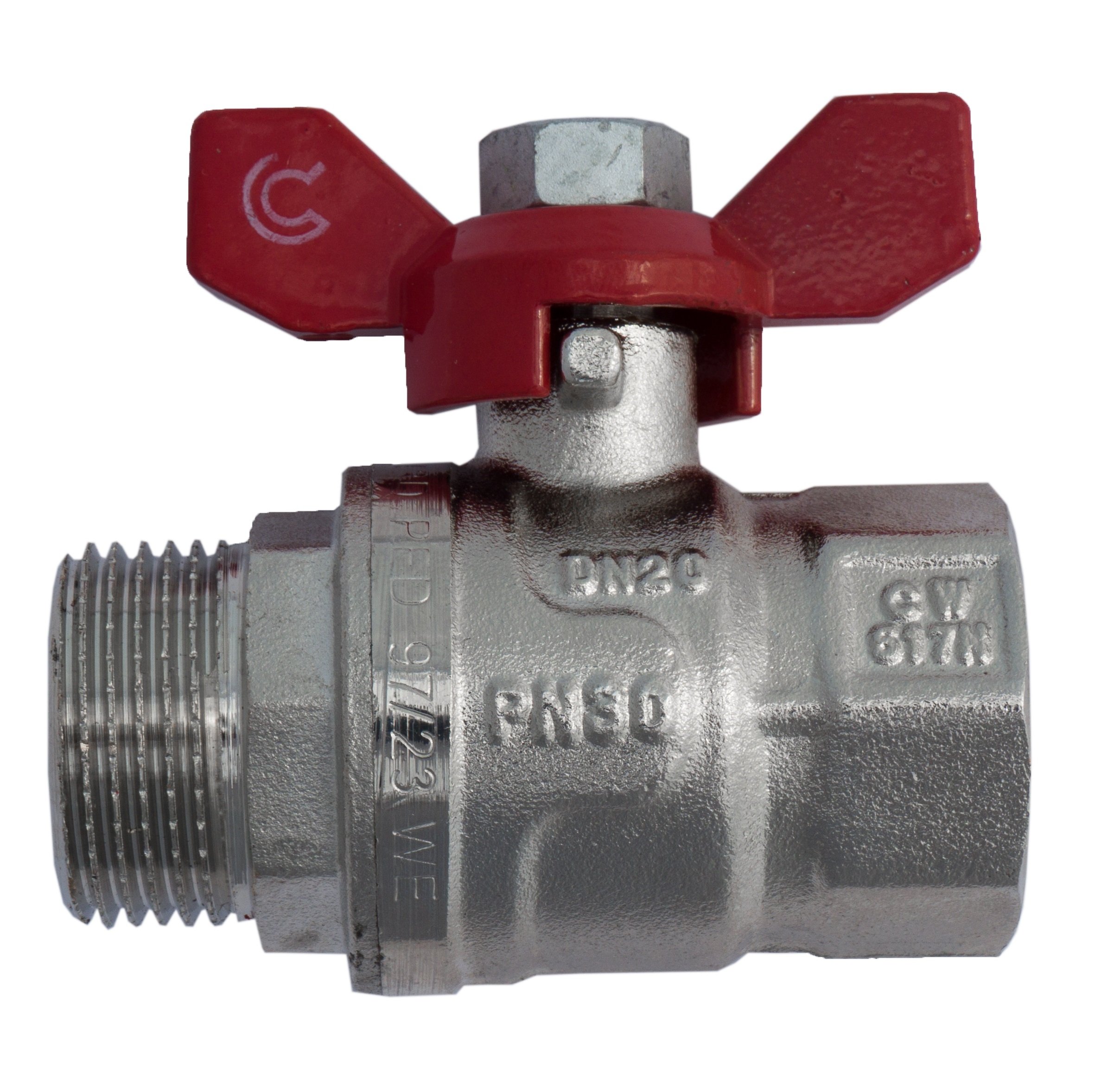 BFG Water Pipe Ball Valve Connector, 3/4" BSP Female to Male - Nickeled ...