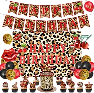 Amazon.com: Cheetah Print Birthday Decorations Include Leopard Happy ...