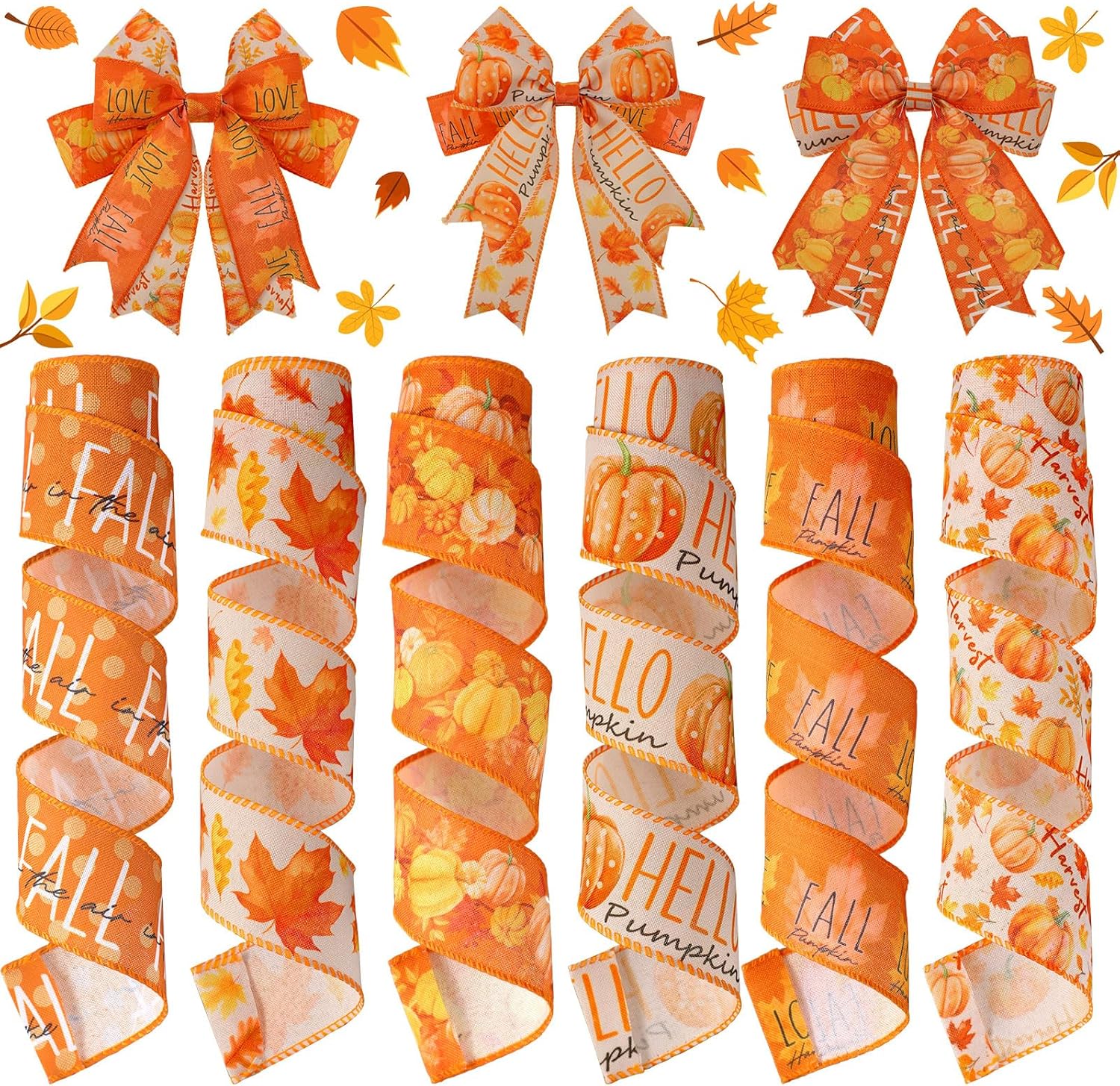 Amazon.com: Juexica 6 Rolls 30 Yards Thanksgiving Fall Wired Edge ...