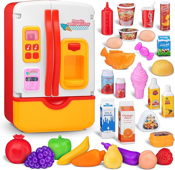 Amazon.com: Smart Novelty Kids Toy Mini Red Refrigerator with Ice ...