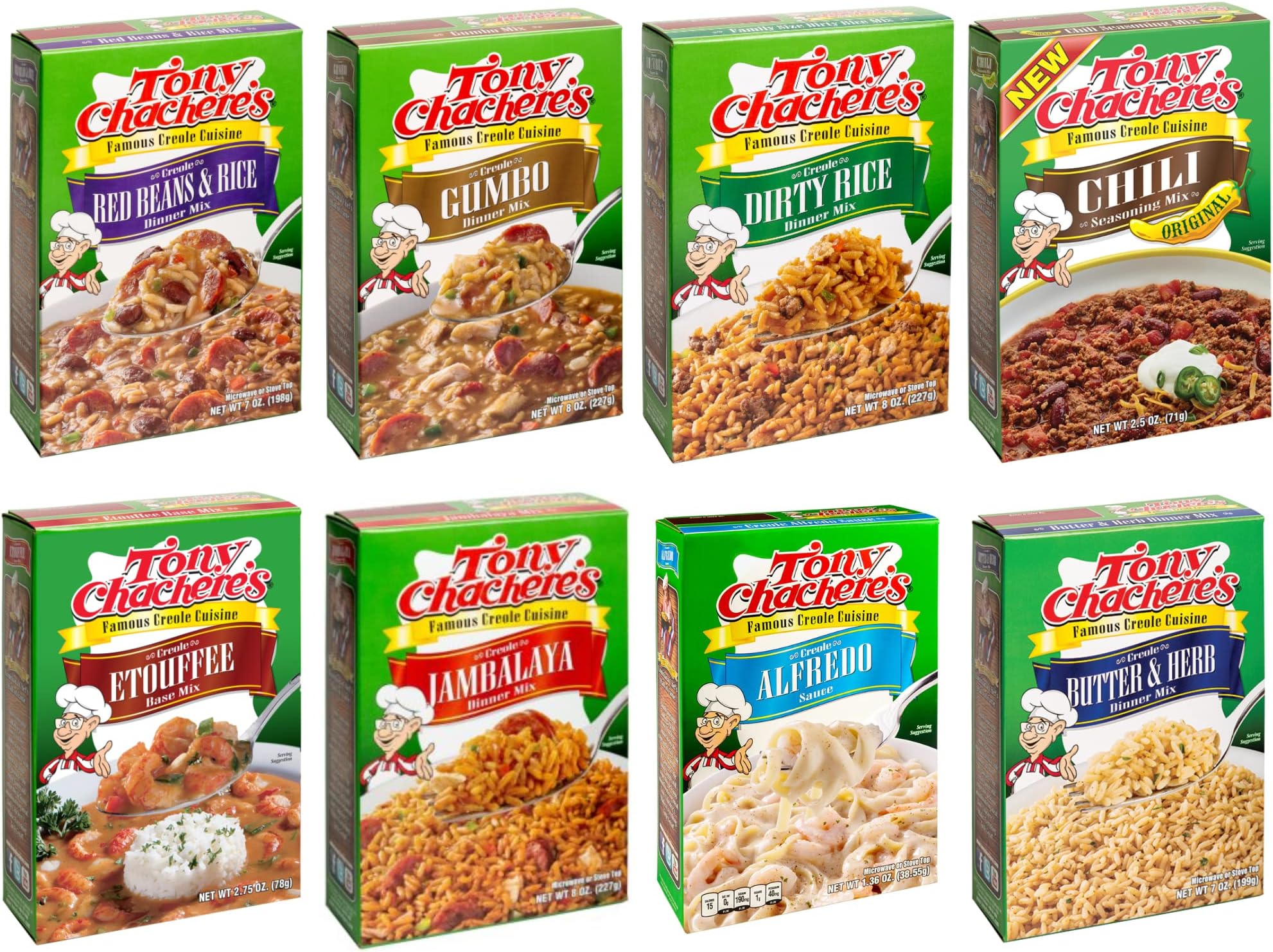 Amazon.com : Tony Chachere's Base and Dinner Mix Variety 8 Pack Bundle ...