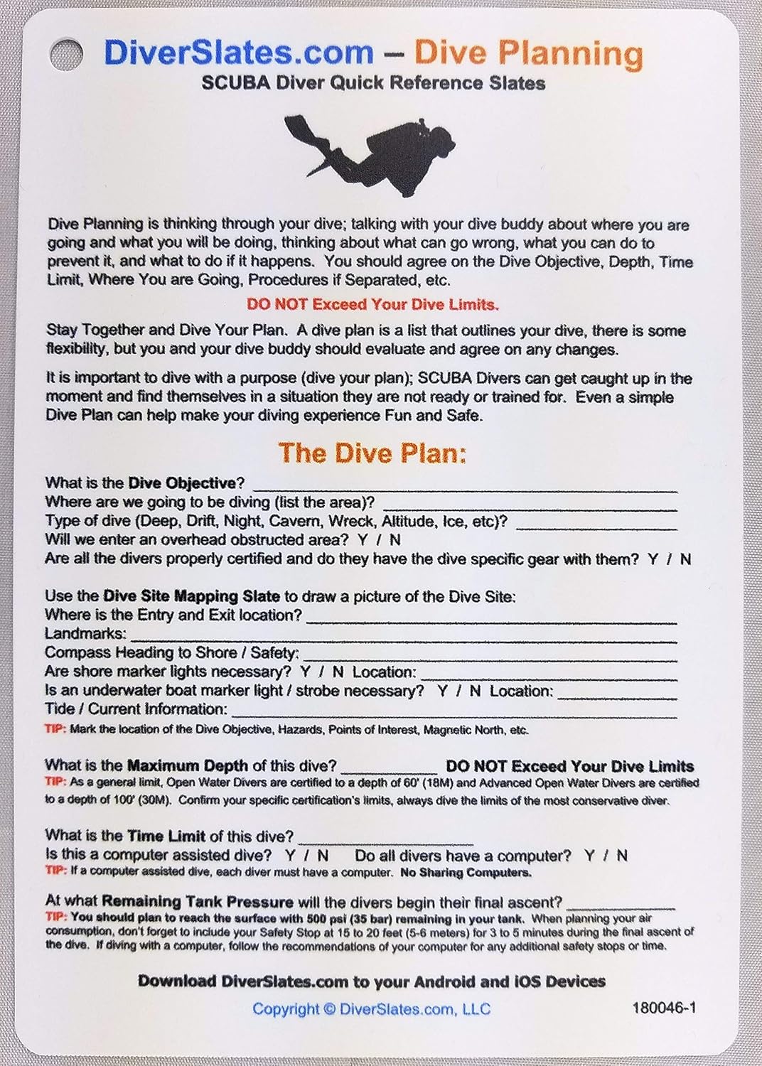 Amazon.com : Dive Planning Slate - Scuba Equipment for Your Pre-Dive ...