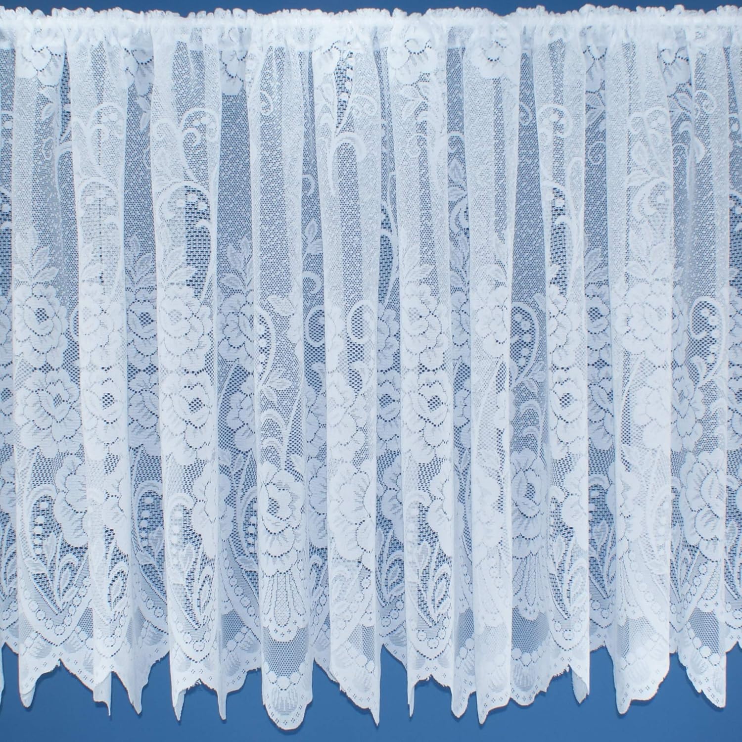 Rose Floral Pattern Traditional Jacquard White Net Curtain With ...