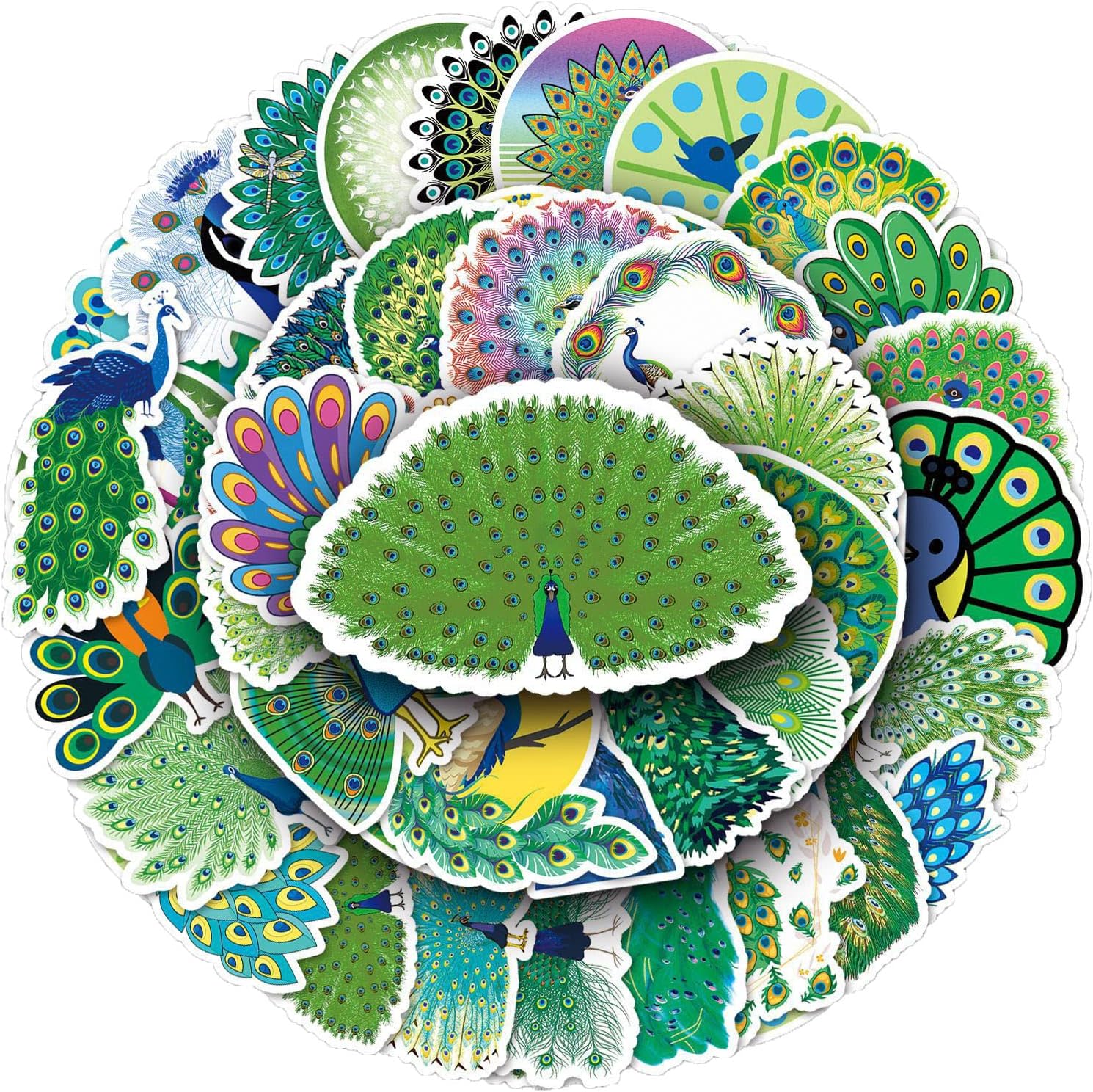 Amazon.com: Blue Peacock Stickers 50Pcs Water Bottles Stickers for Kids ...