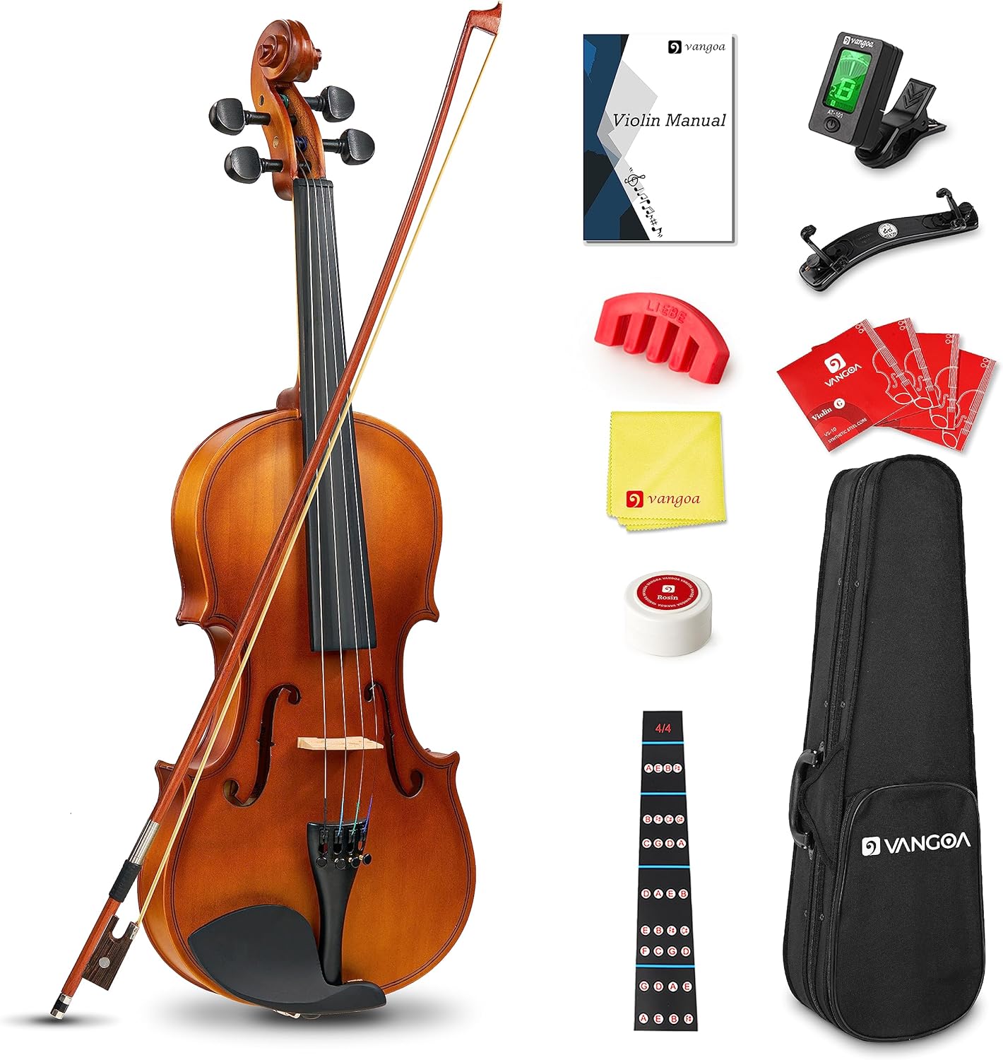 Vangoa 4/4 Full Size Violin Set Beginner Acoustic Violin Fiddle Kit ...