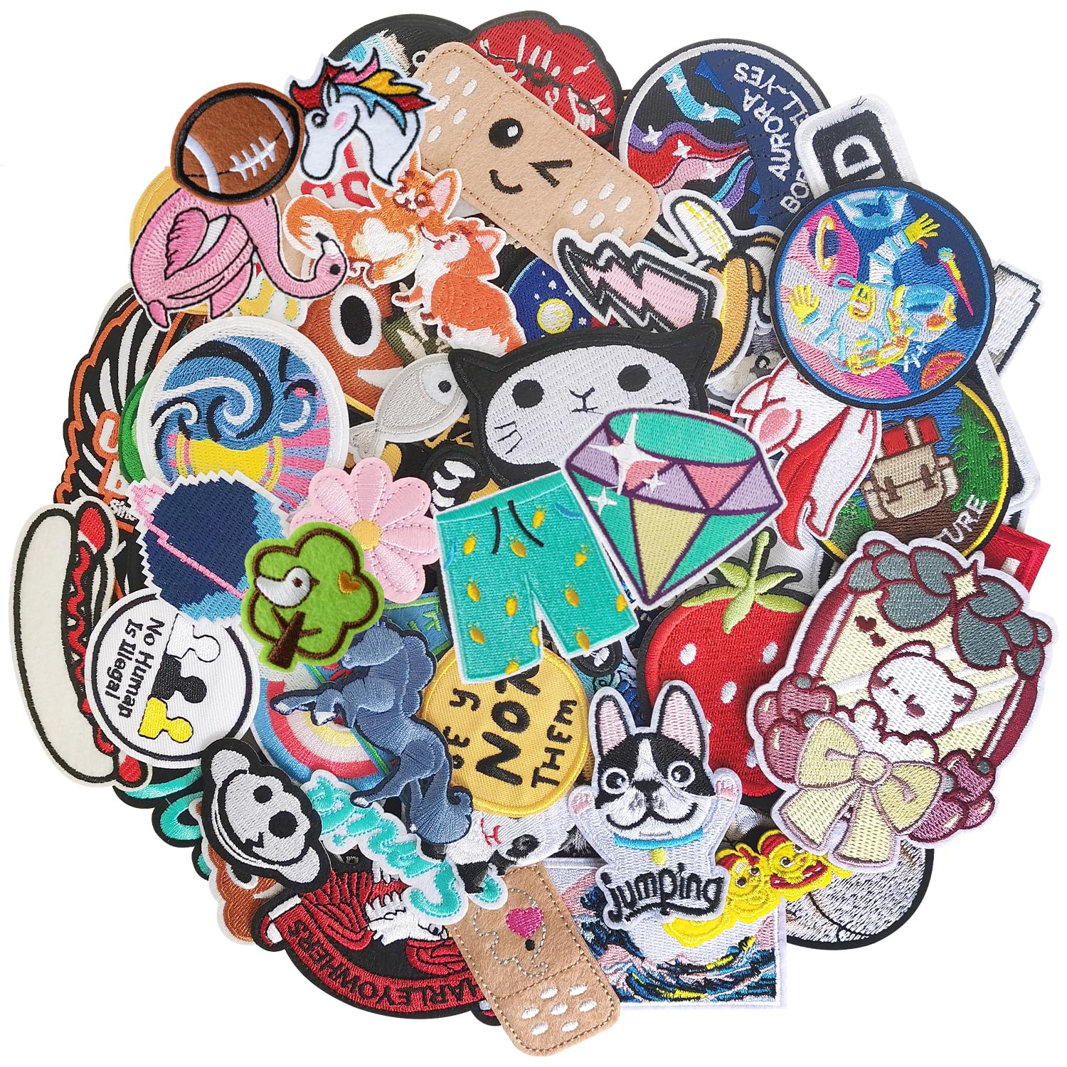 Amazon.com: 60Pcs Random Assorted Styles Embroidered Patches, Sew on ...