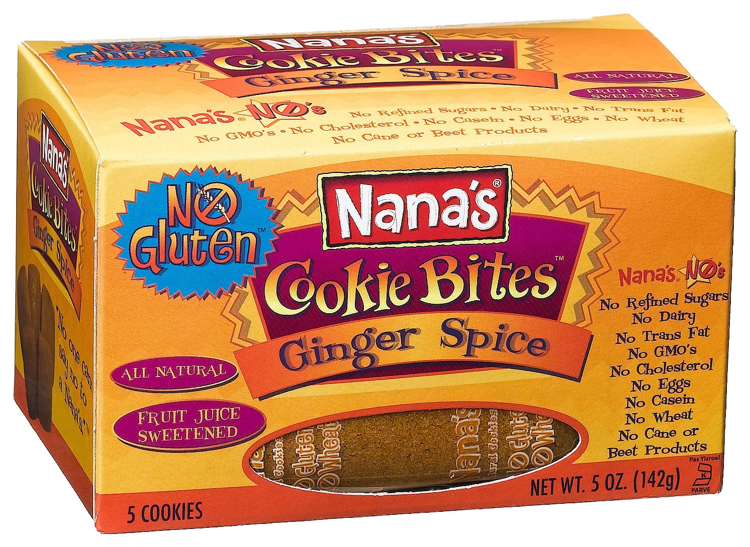 Amazon.com: Nana's No Gluten Ginger Spice Cookie Bites, 5-Ounce Boxes ...