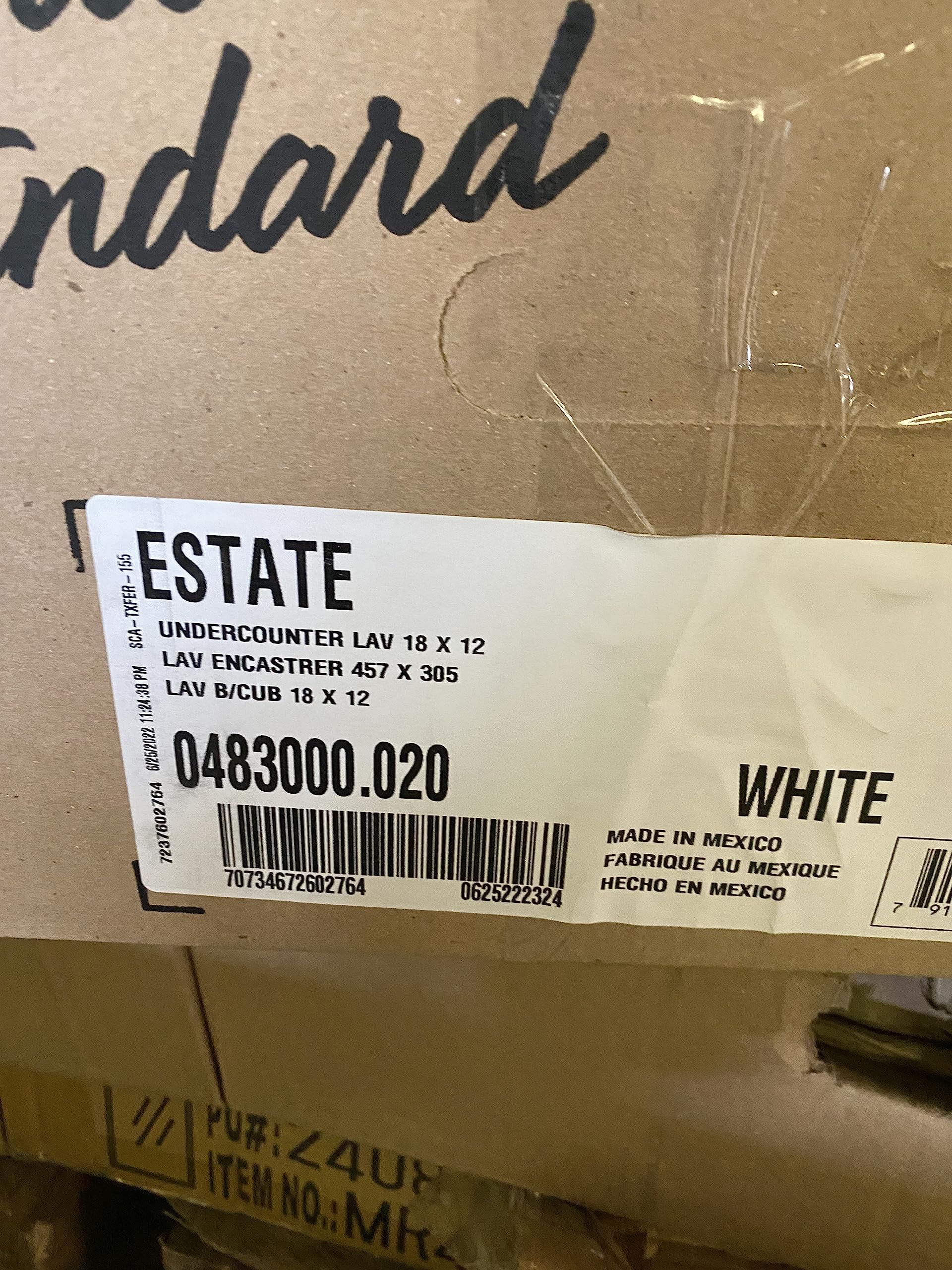 American Standard 0484.000 Estate 19-1/8" Undermount Vitreous China ...