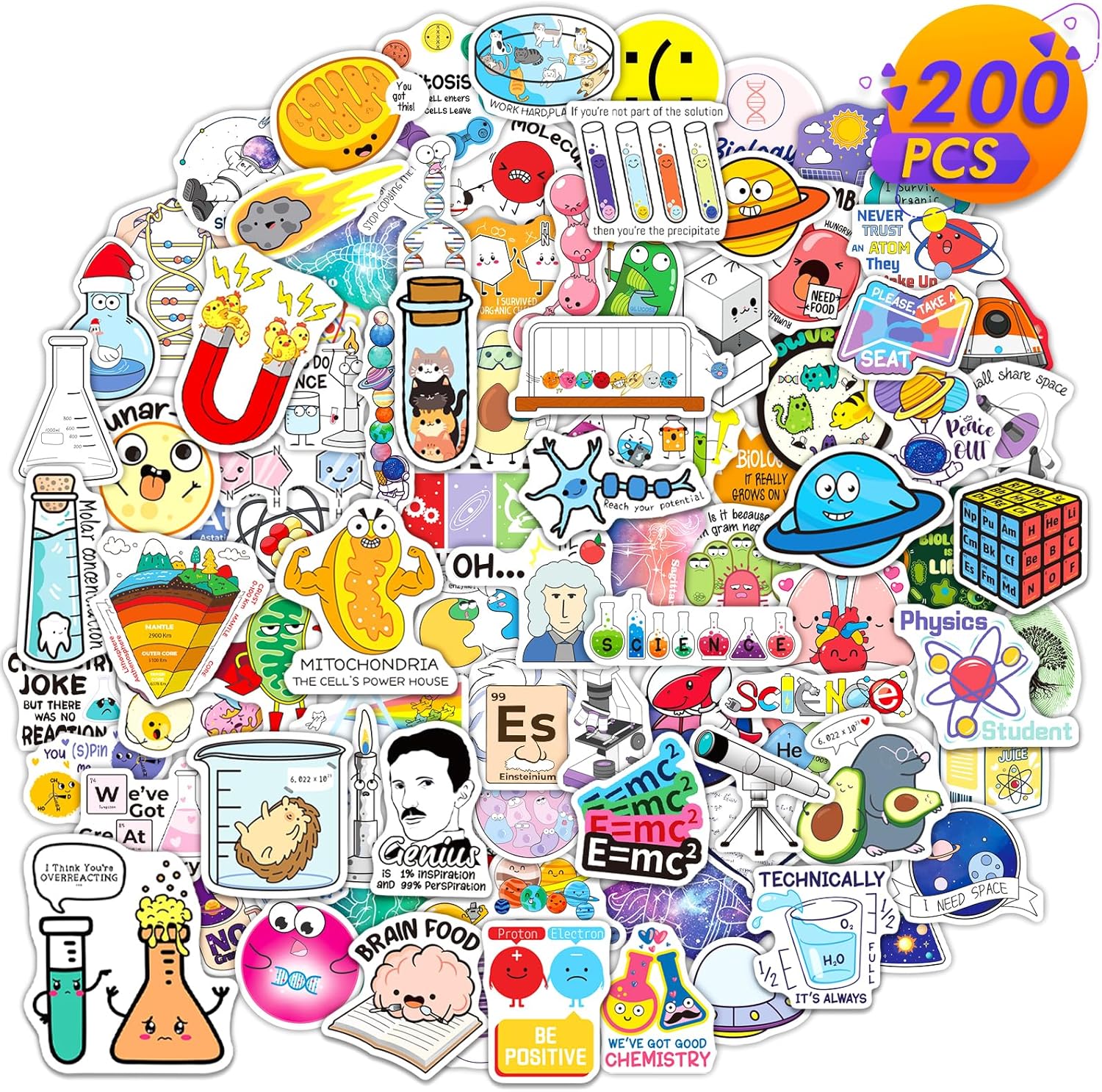 Amazon.com: WAKEMOODEI 200PCS Science Stickers Bulk, Chemistry Biology ...