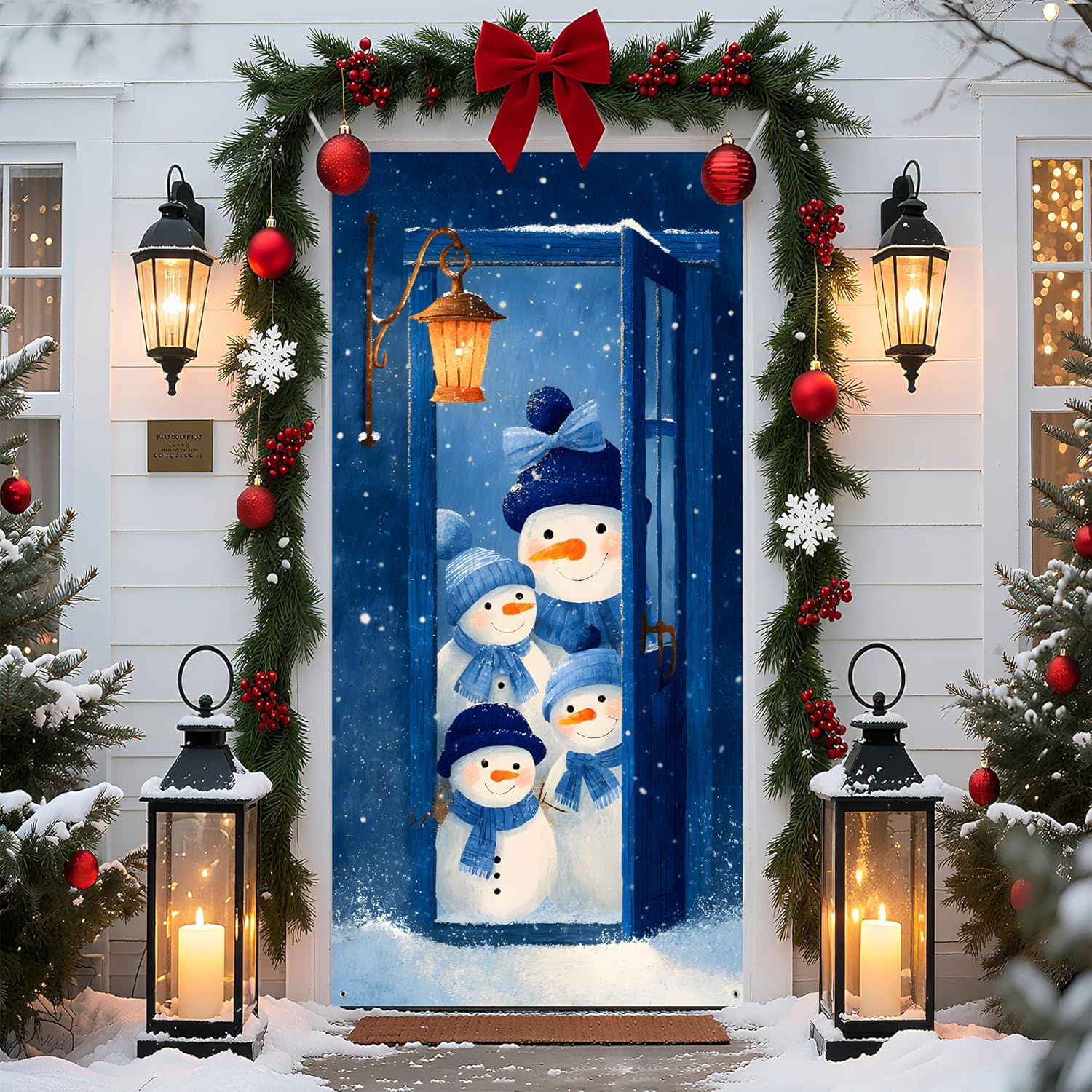 Amazon.com: Christmas Banner Decorations Merry Christmas Door Cover ...