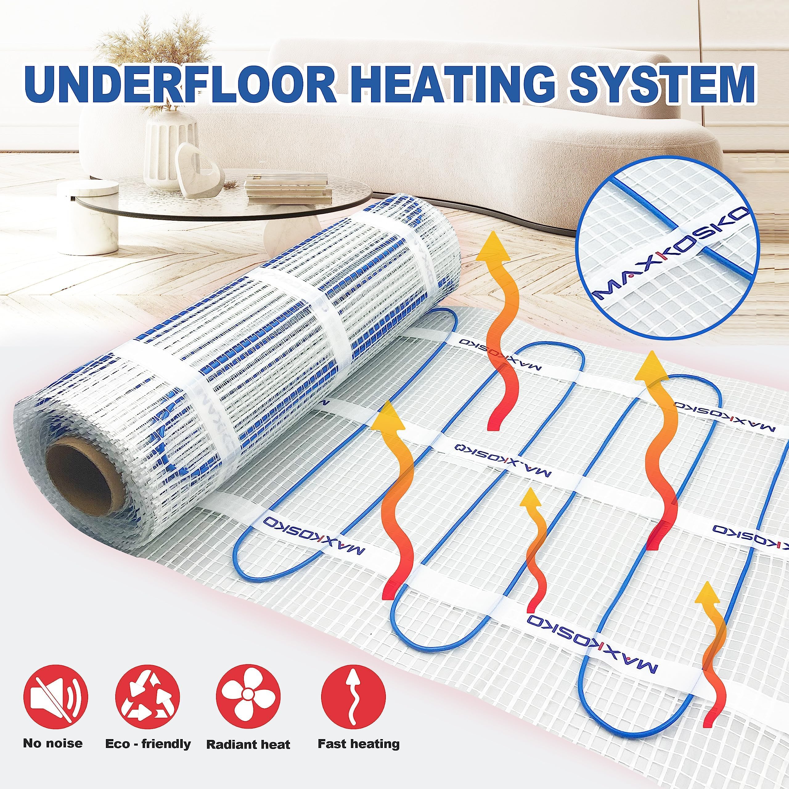 Snapklik.com : MAXKOSKO 70 Sq.ft. Electric Floor Heat Mat Kit, 120 V ...