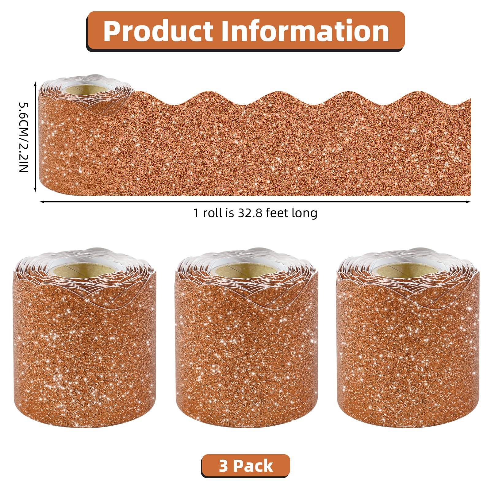Snapklik.com : 3 Rolls 98.4 Ft Glitter Bulletin Board Borders Set ...