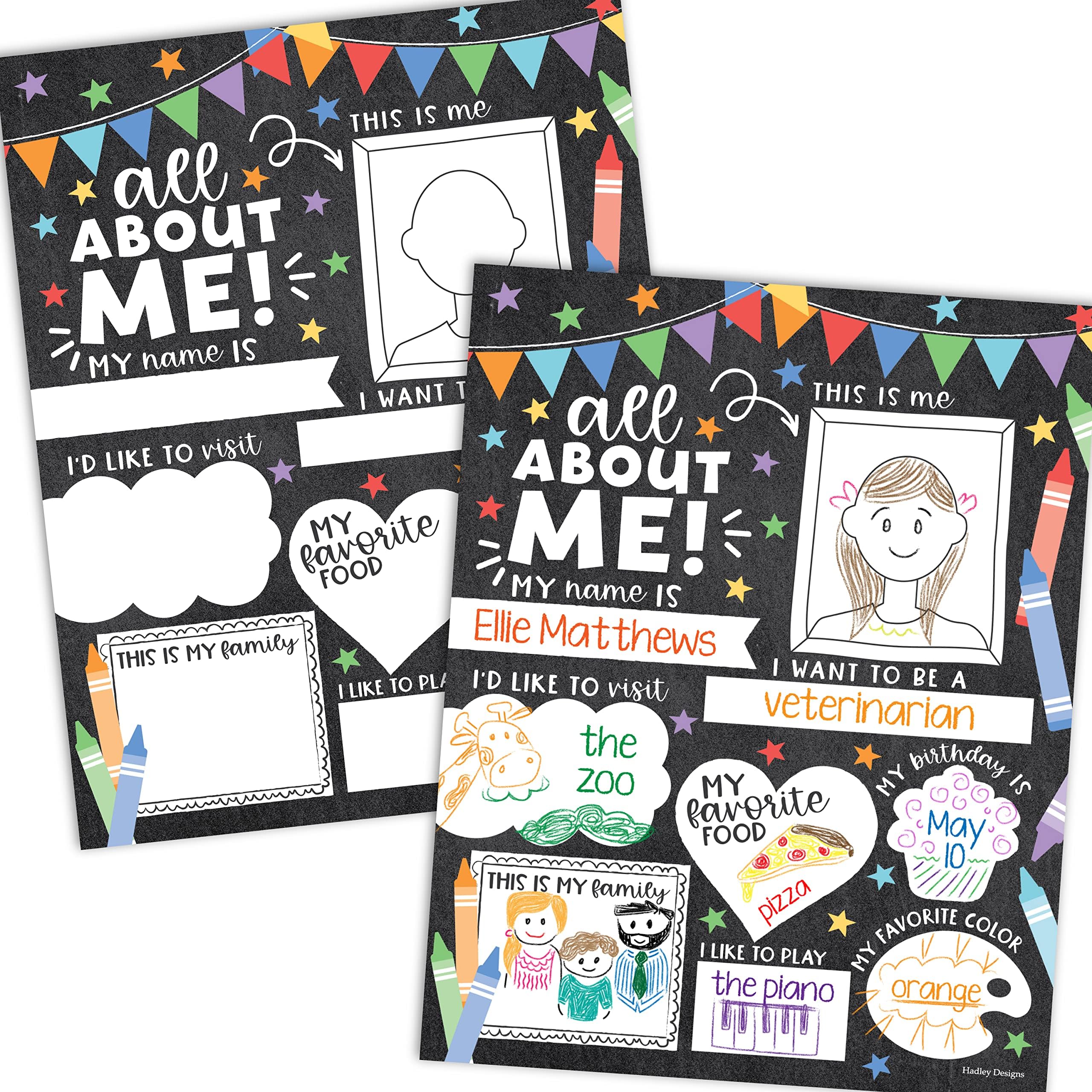 Amazon.com: Fun Express All About Me Posters for Kids - 30 Color Your ...