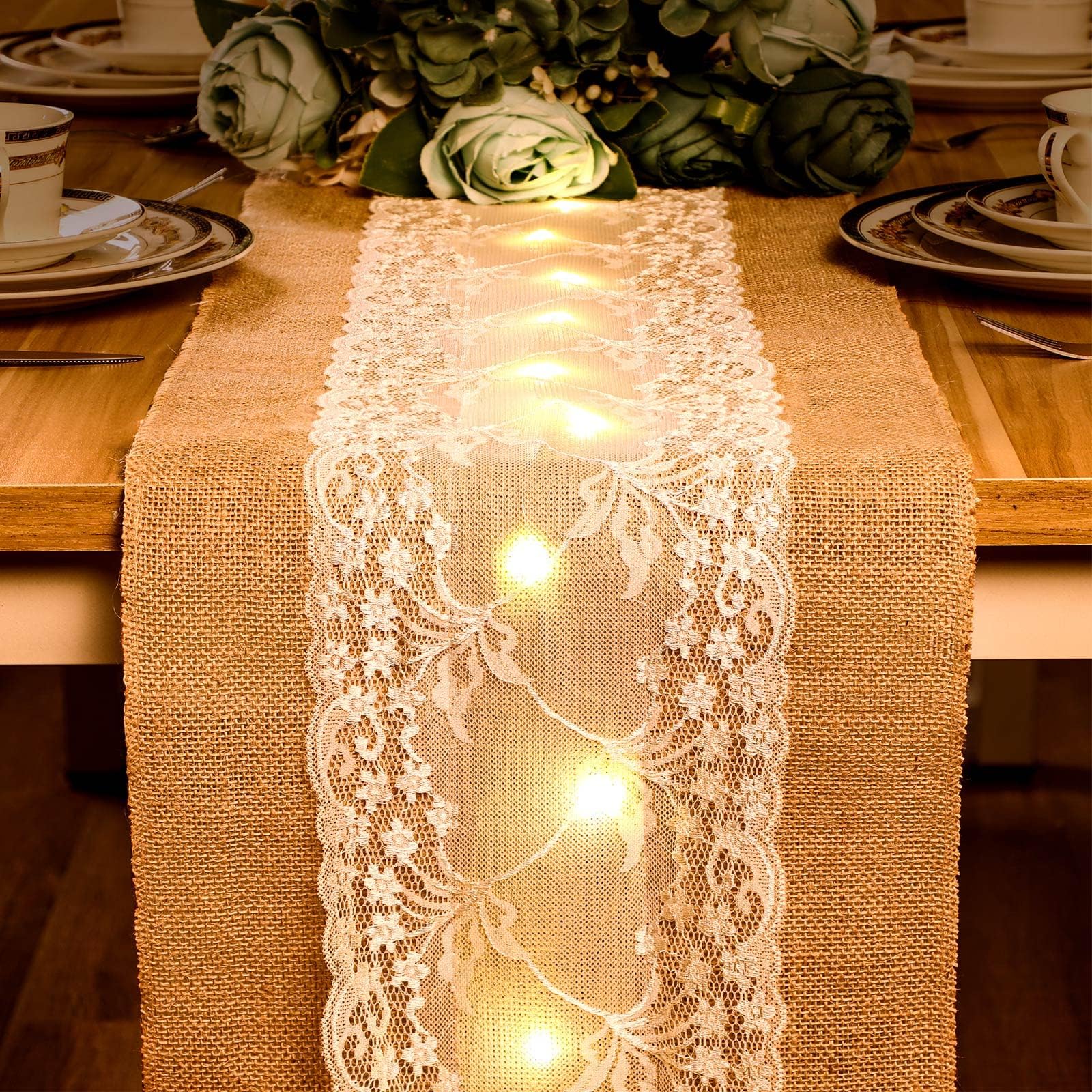 Amazon.com: Xinnun 6 Pieces 12 x 108 Inches Burlap Table Runner with ...